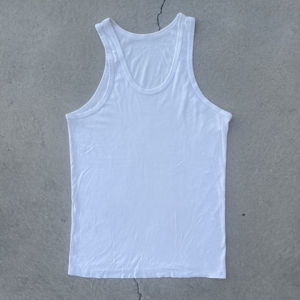 Vintage Vintage 80s Thin Single Stitched White Wife Beater tank M | Grailed