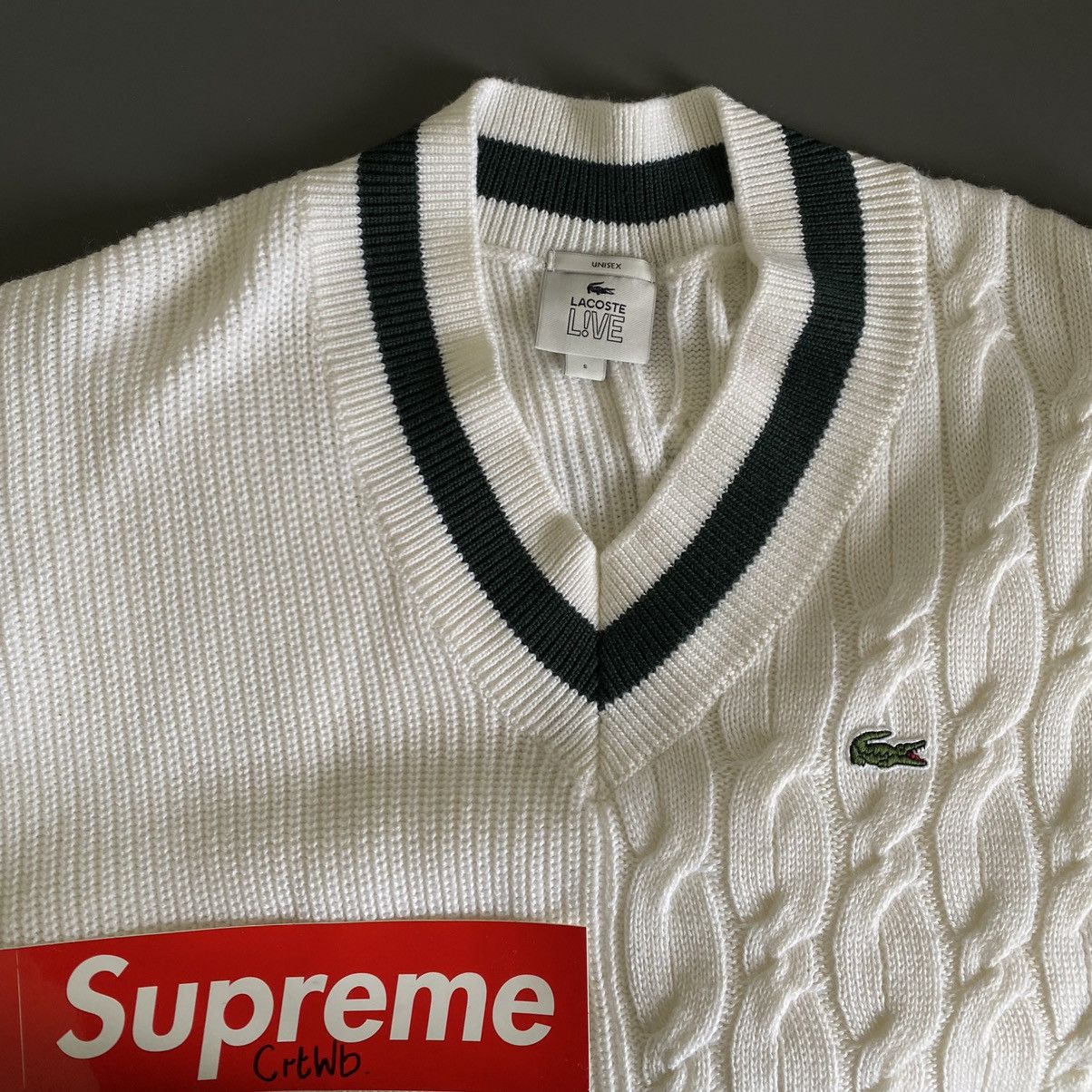 Lacoste Lacoste LiVE half cable knit sweater | Grailed