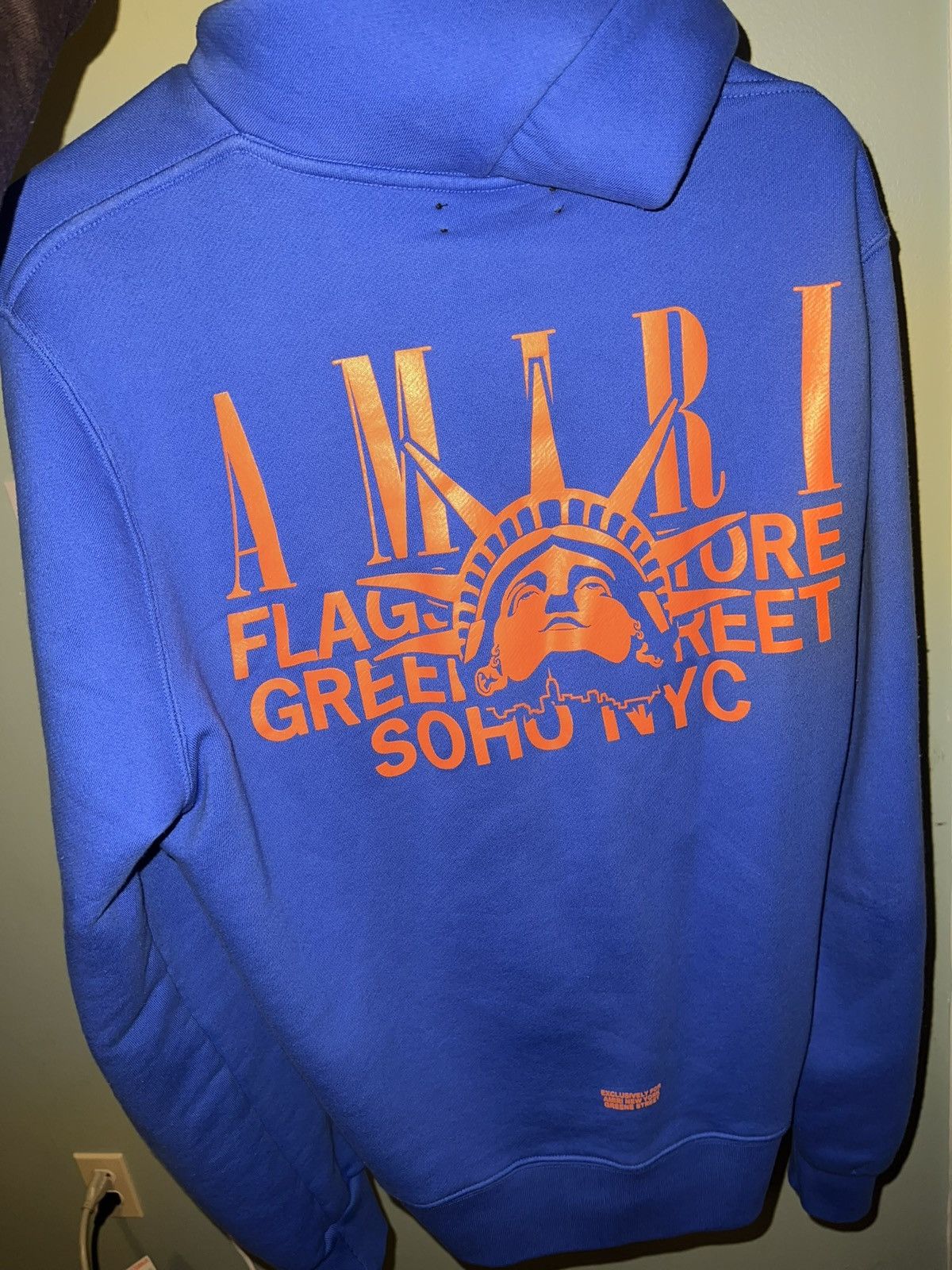 Amiri Soho NYC Flagship Blue / Orange Hoodie | Grailed