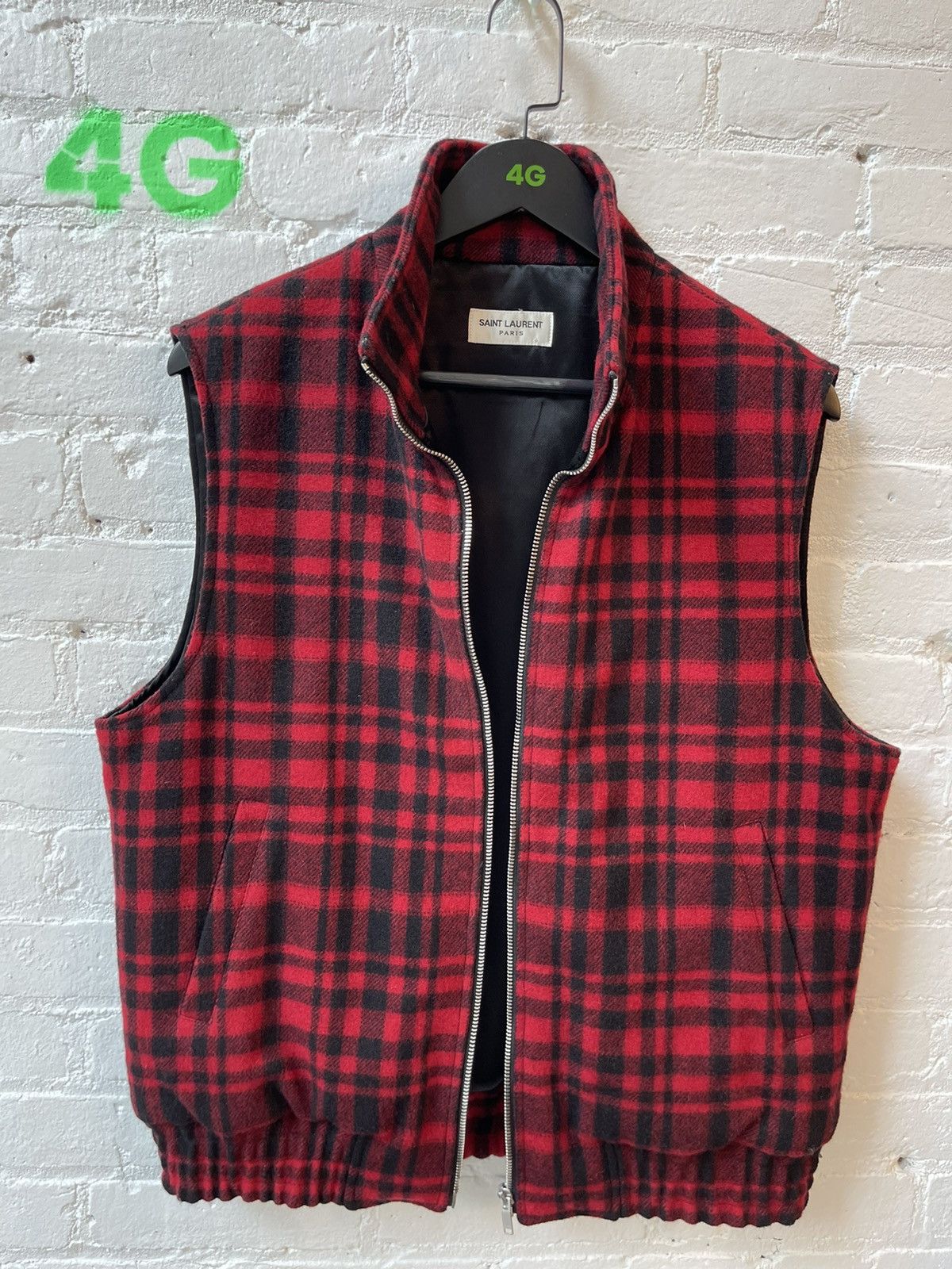 Hedi Slimane × Saint Laurent Paris SLP FW15 SAMPLE PROTO PLAID VEST ...