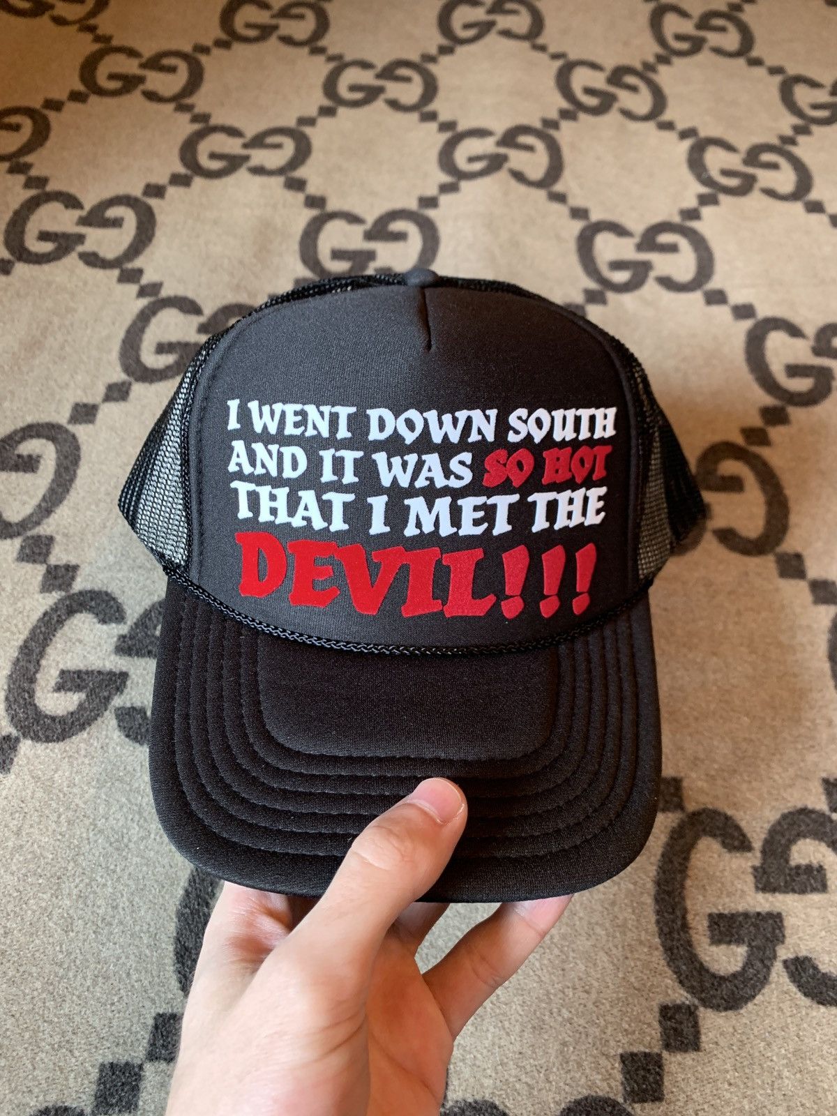 Streetwear × Trucker Hat × Vintage I Met the Devil Trucker Hat Black ...