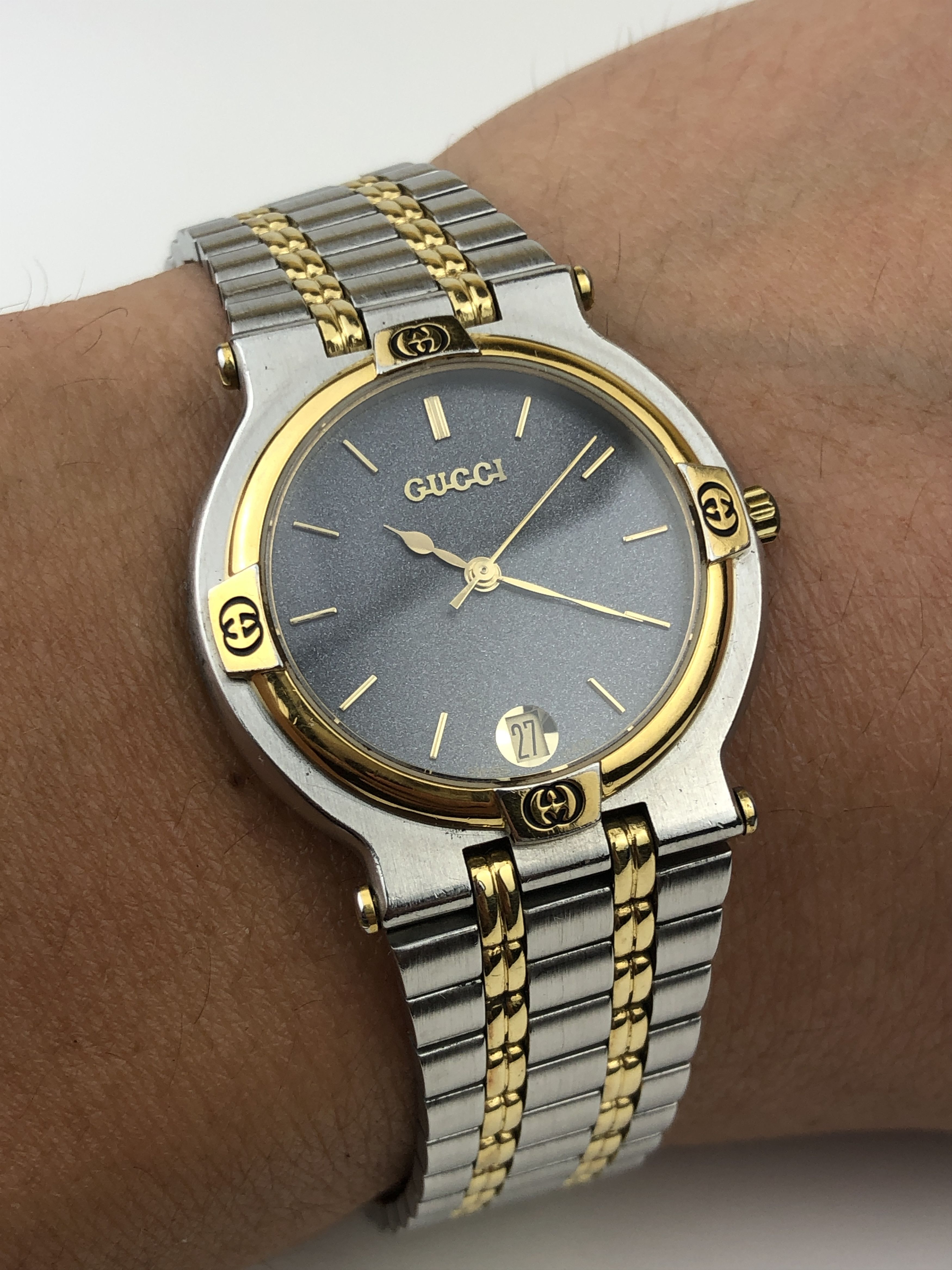 Gucci Gucci 9000M "Slate" Dial Two-Tone Vintage Mens Watch | Grailed