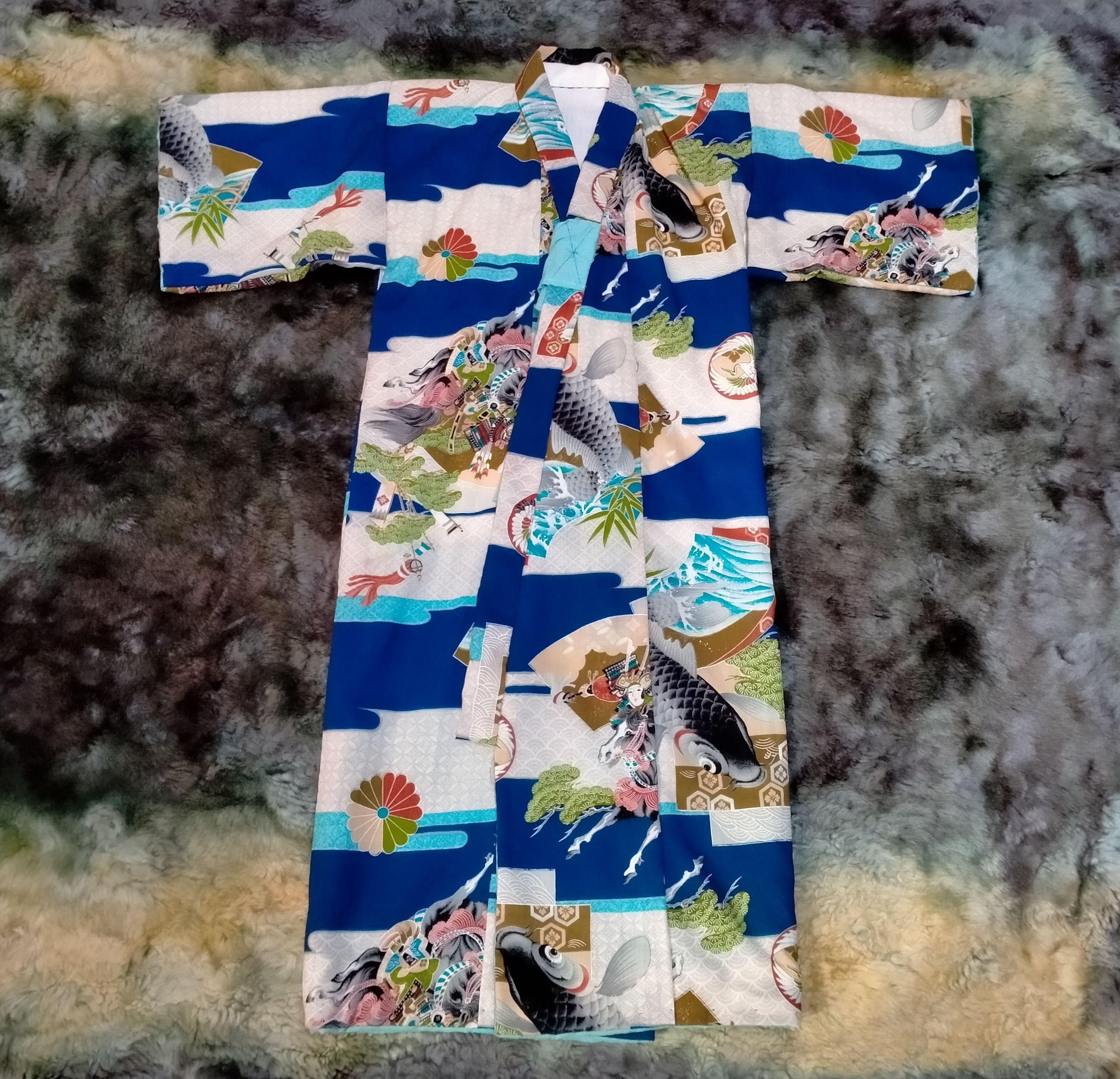 Cardigan × Japanese Brand × Kimono Japan Dragon Vintage Koi Fish Kimono ...