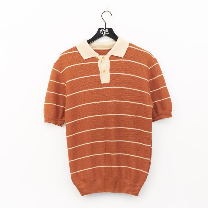 Vintage Vintage Striped Knit Cuffed Camp Polo Shirt Made In Italy | Grailed
