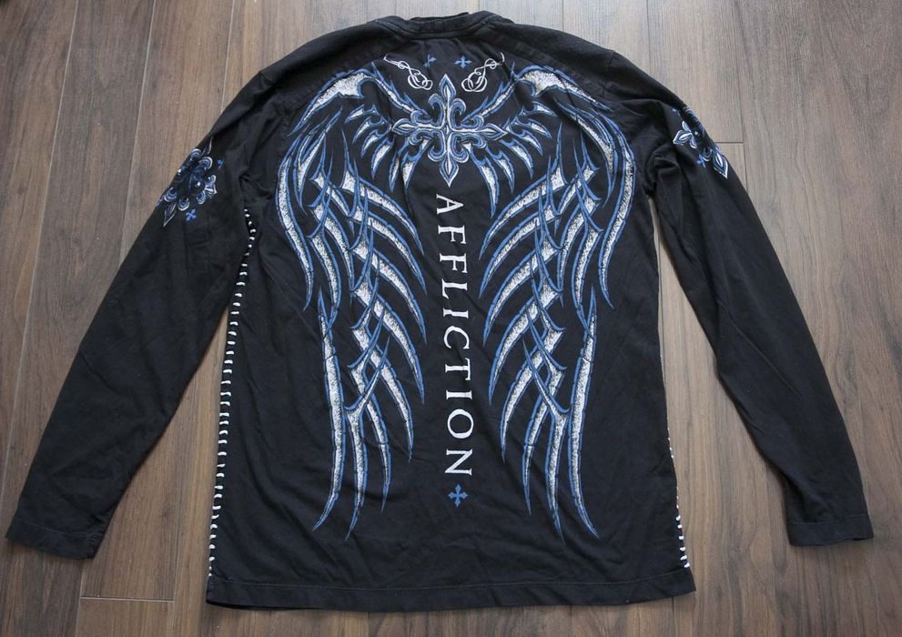Affliction Affliction Live Fast T Shirt Long Sleeve Logo Spell Out ...