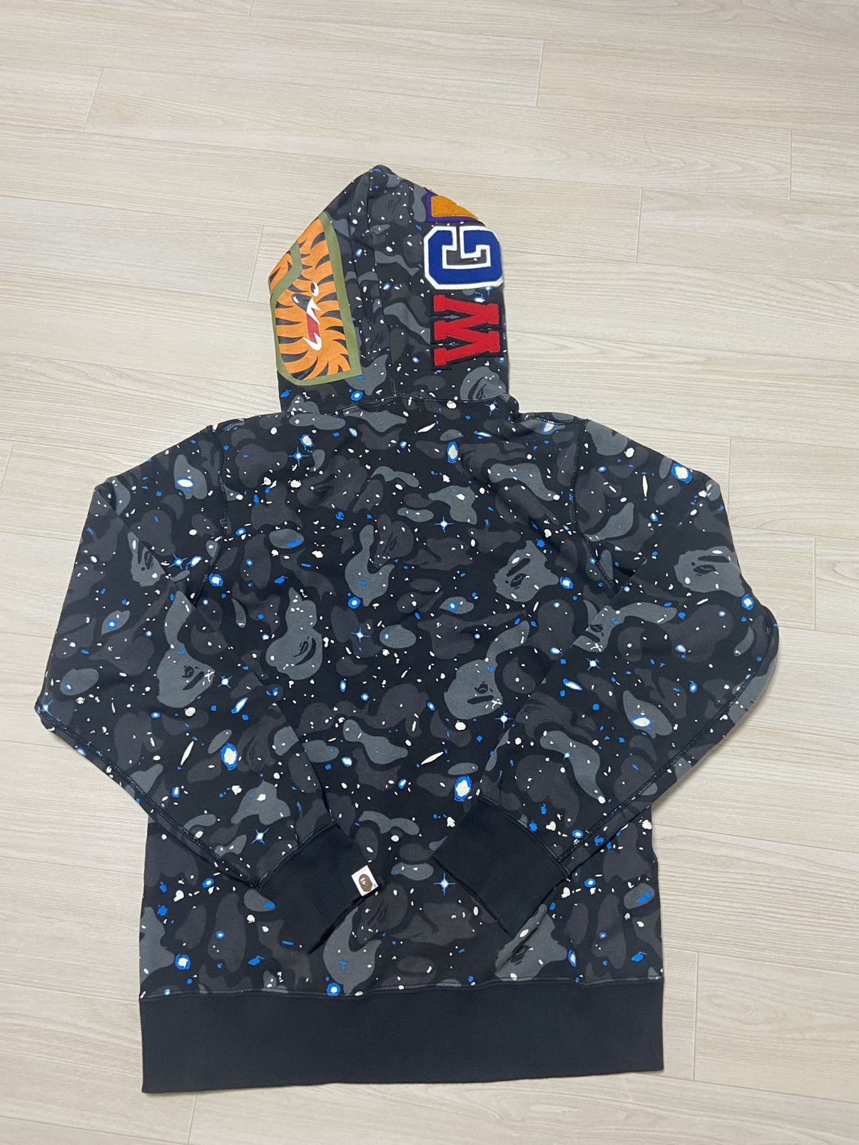 Bape Bape GLOW IN THE DARK space camo shark full zip up hoodie | Grailed