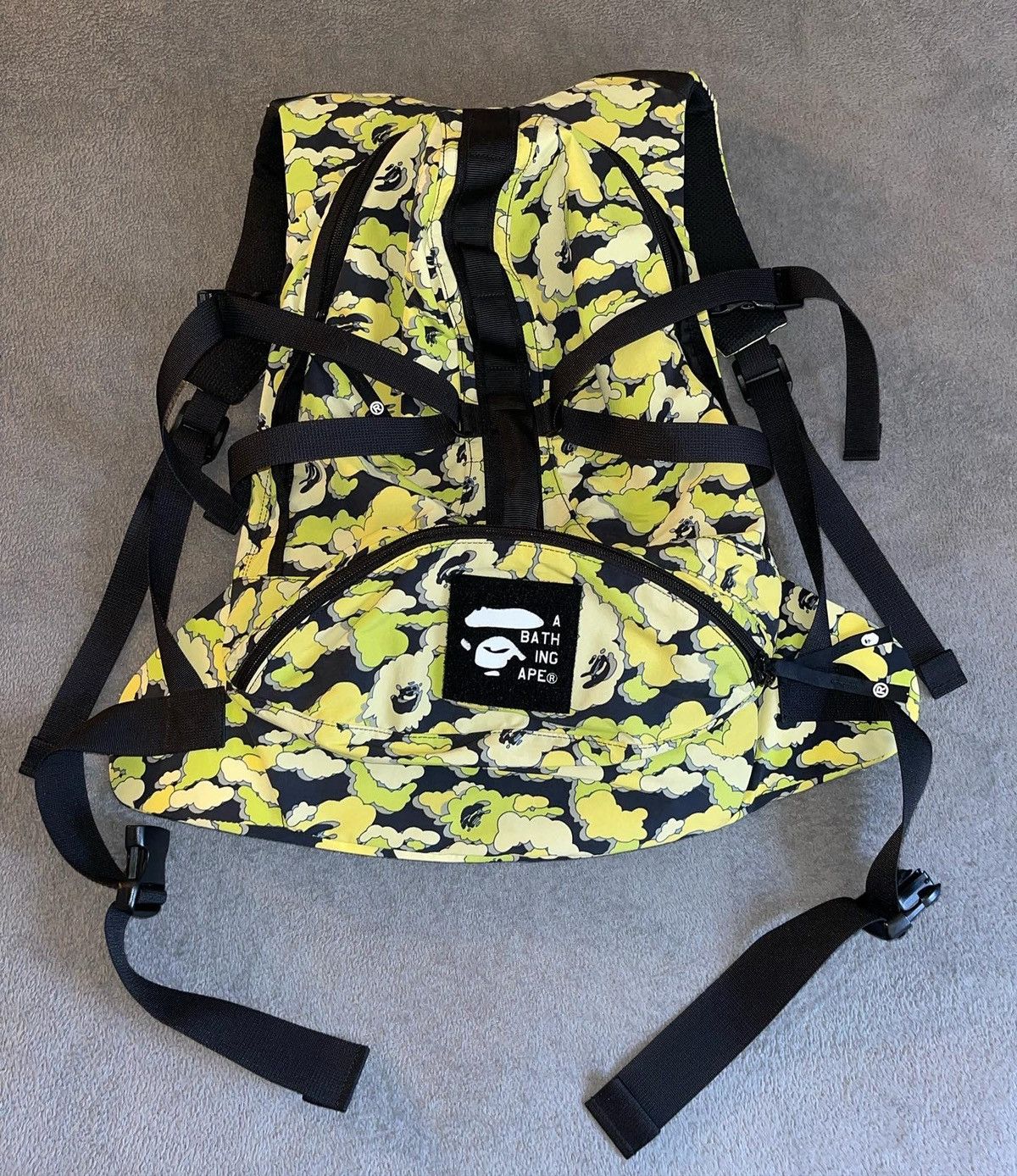 Bape Bape green backpack ‘Kaws Clouds ’ 2005 | Grailed