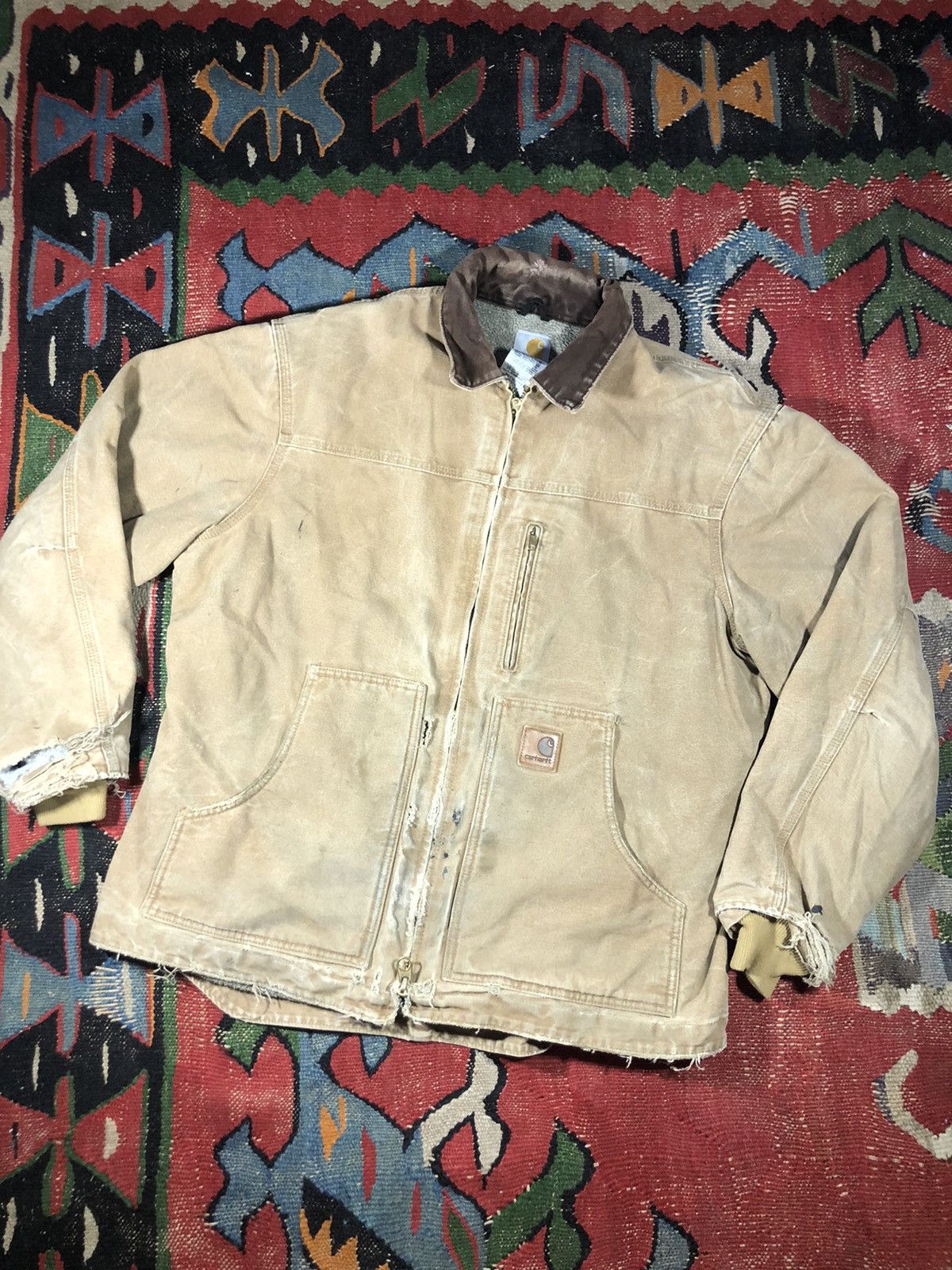 Vintage Beautiful Distressed Vintage Carhartt Chore jacket | Grailed