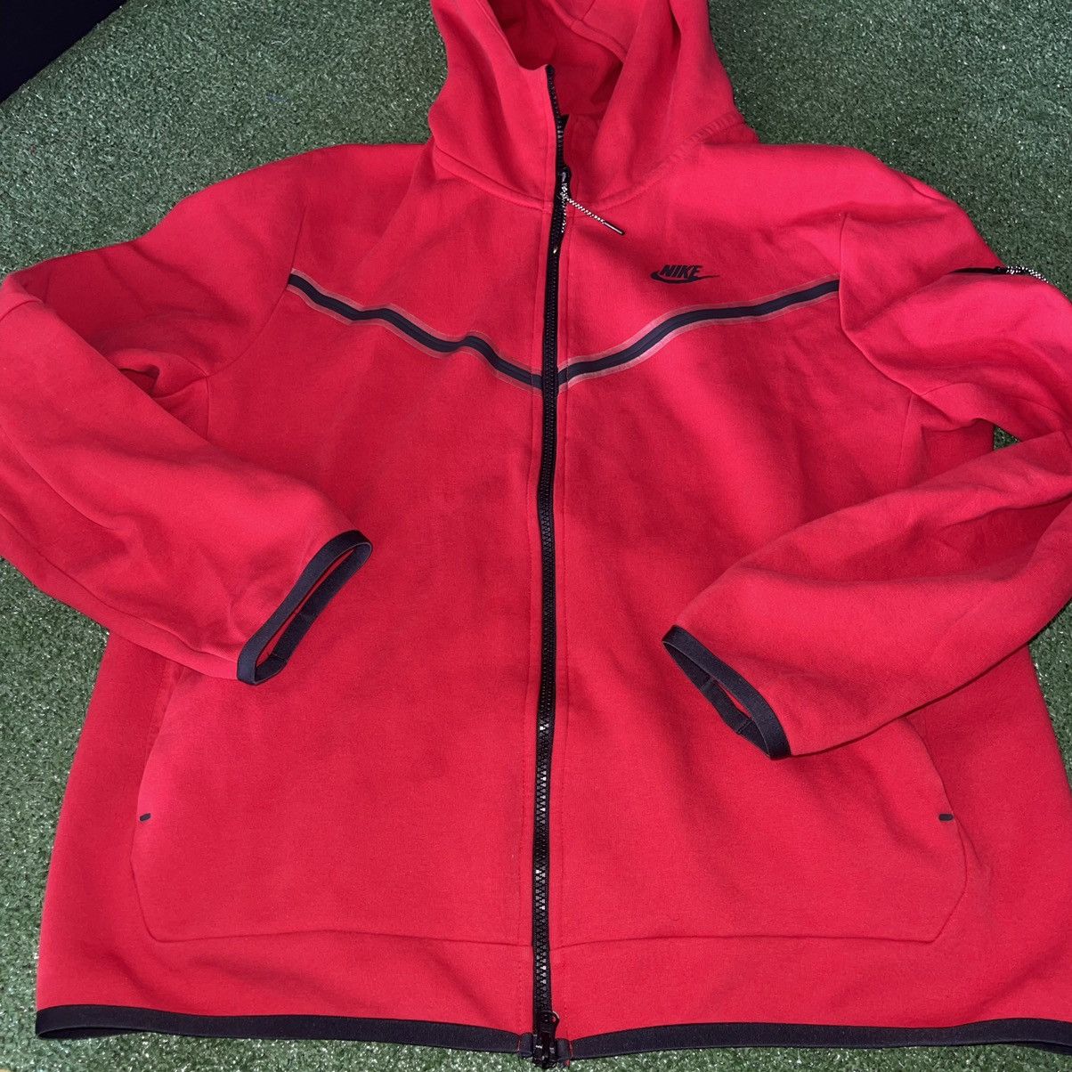Nike Nike Tech Red Fleece Hoodie Zip Up Large | Grailed
