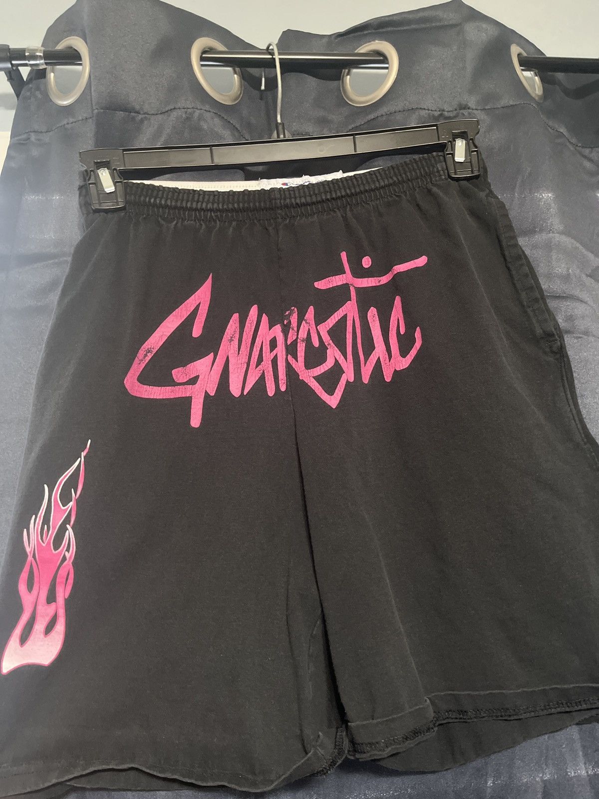 Gnarcotic Gnarcotic Champion Flames Shorts Black/Pink | Grailed
