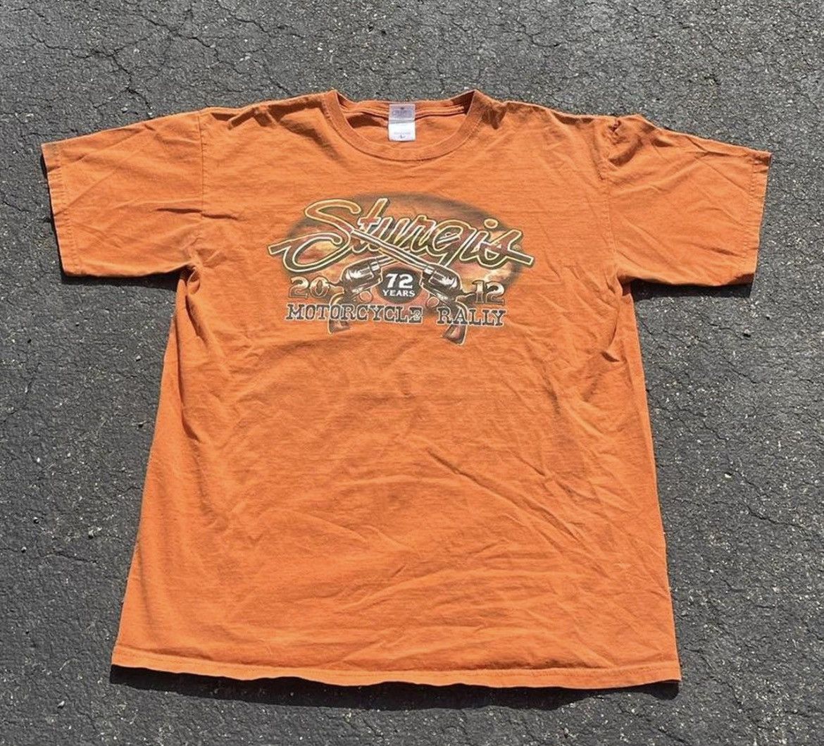 Harley Davidson × Streetwear × Vintage Vintage 2012 Orange Sturgis Tee ...