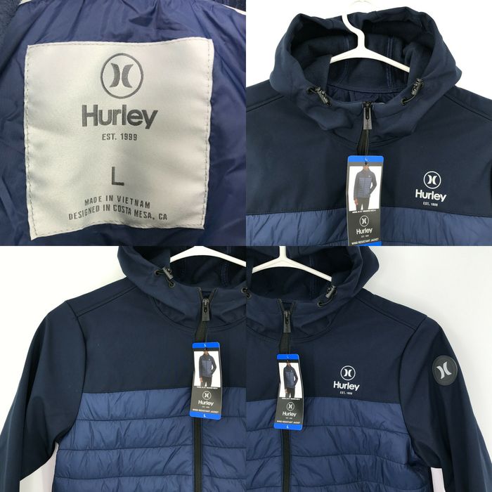 Hurley Hurley Jacket Mens LARGE Blue Wind Resistant 3 Layer Technology ...