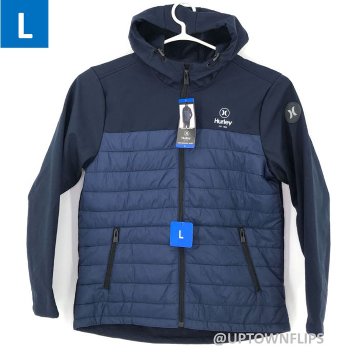 Hurley Hurley Jacket Mens LARGE Blue Wind Resistant 3 Layer Technology ...
