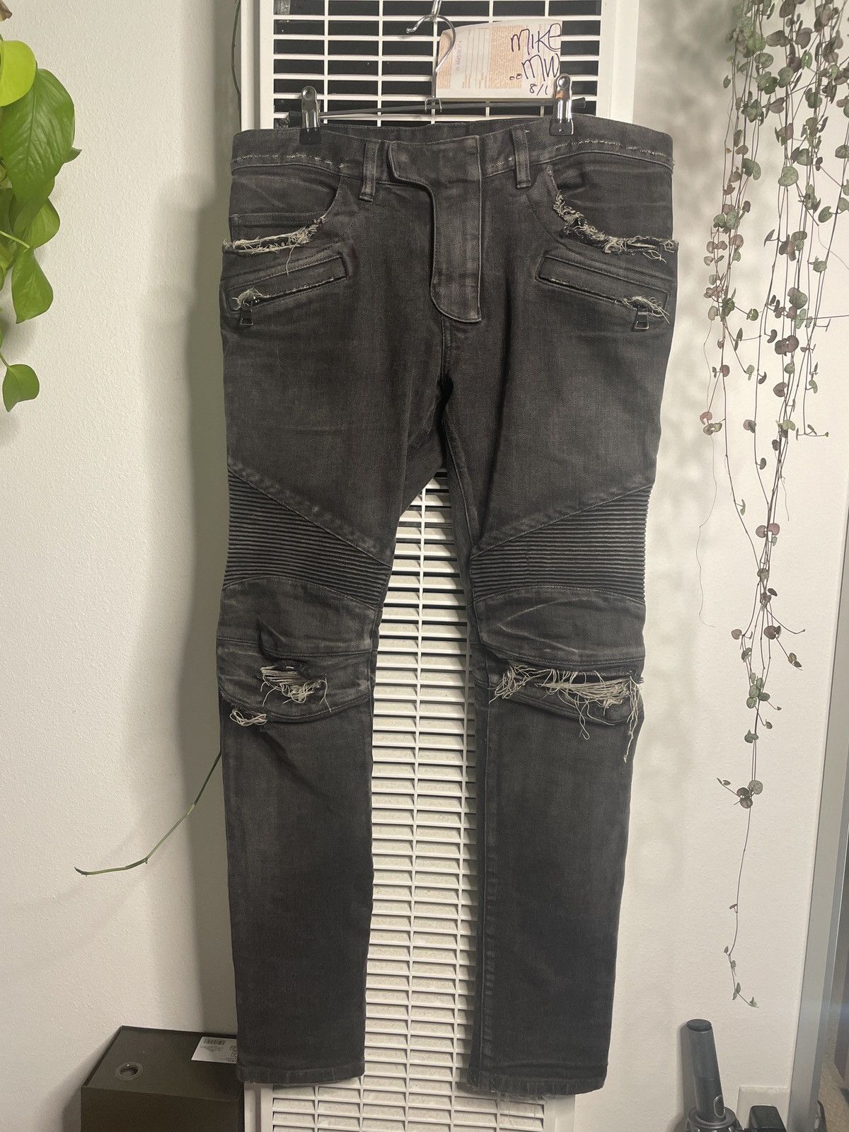 Balmain Balmain 32 Destroyed Biker Black jeans Denim chrome hearts ...