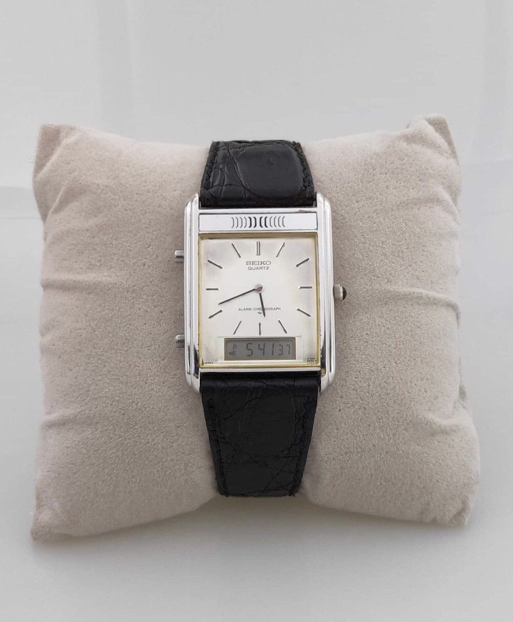 Seiko × Vintage Rare Vintage Seiko TANK Quartz Duo Display Men’s Watch ...