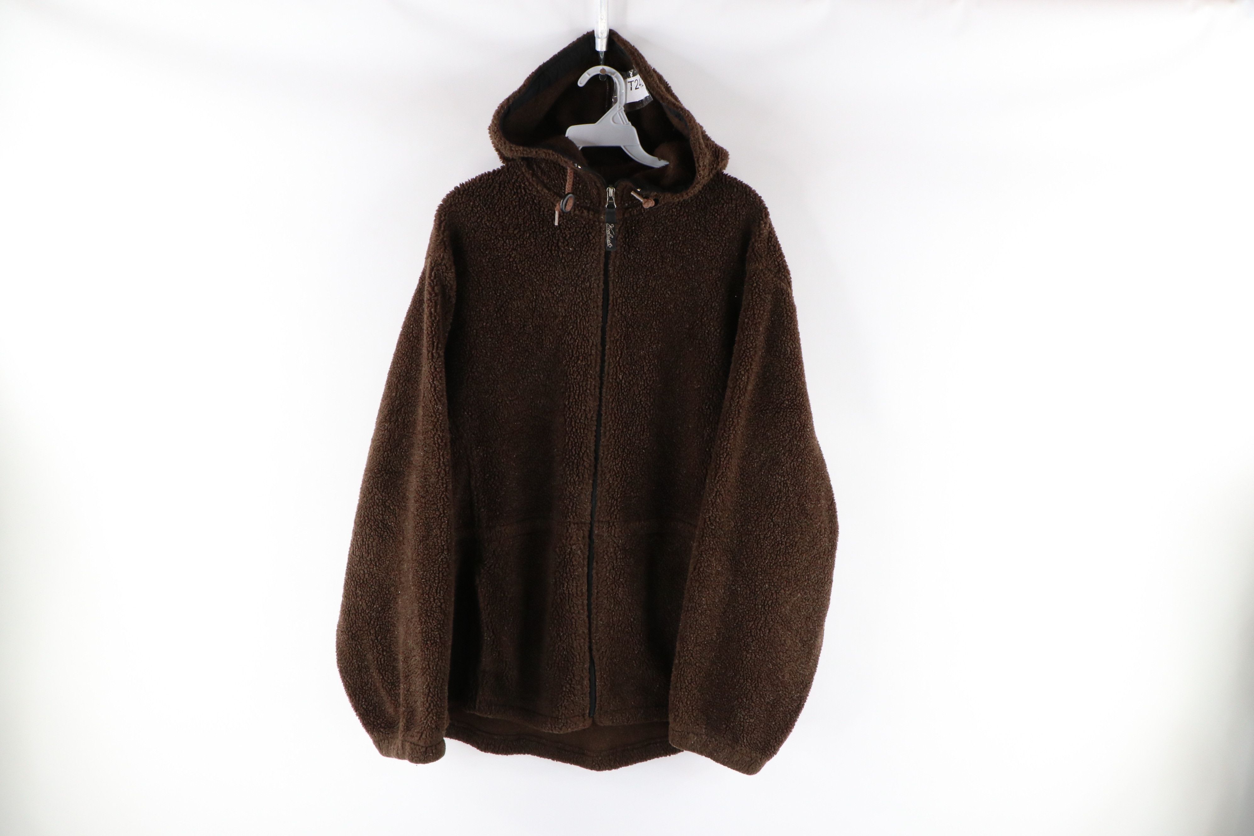 Vintage Vintage 90s Woolrich Fleece Full Zip Hooded Jacket Brown | Grailed