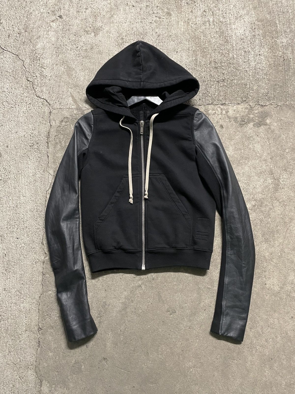 Rick Owens × Rick Owens Drkshdw Rick Owens Leather Sleeve Jason Hoodie ...