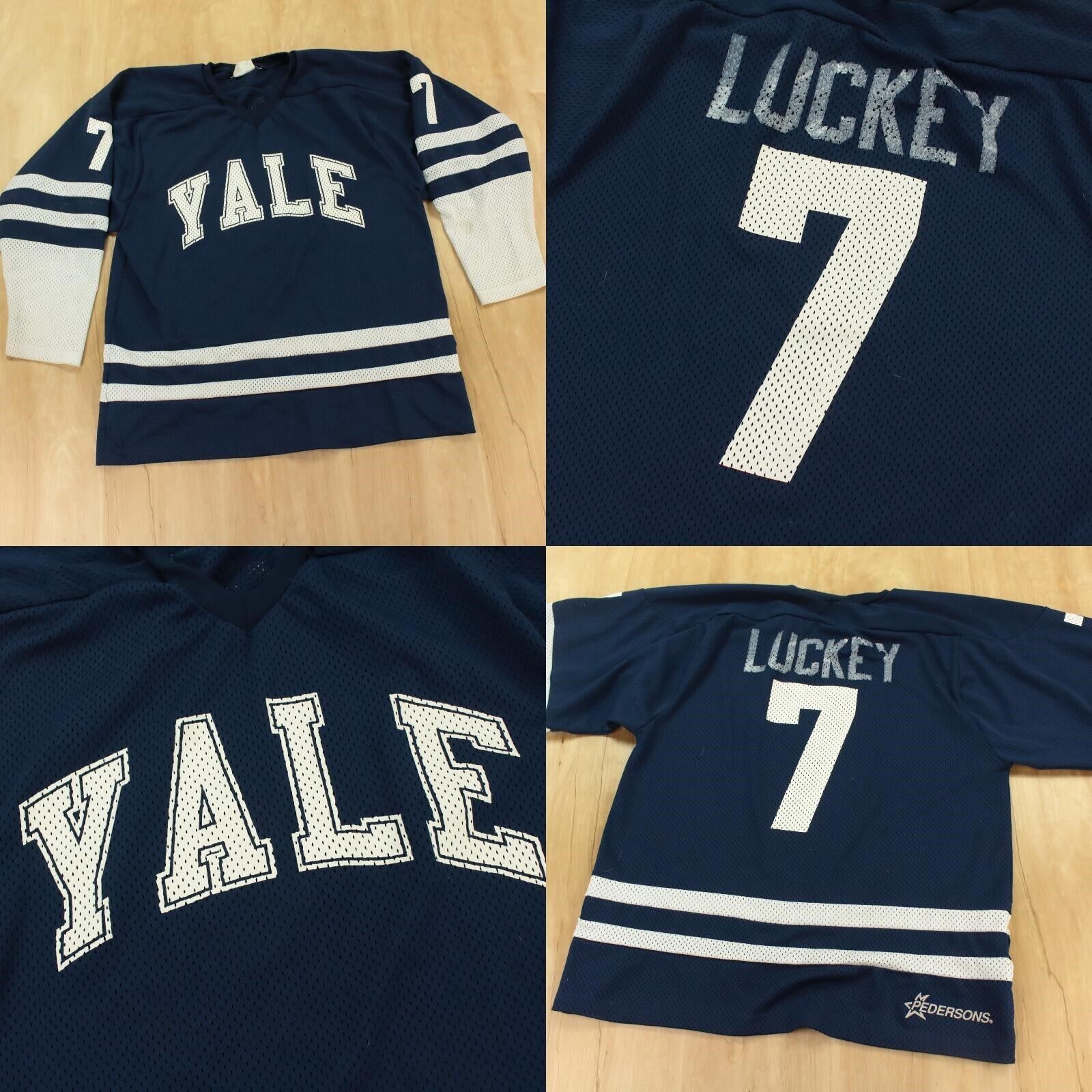 Vintage YALE University hockey jersey MEDIUM #7 bulldogs ivy Tom Luckey ...
