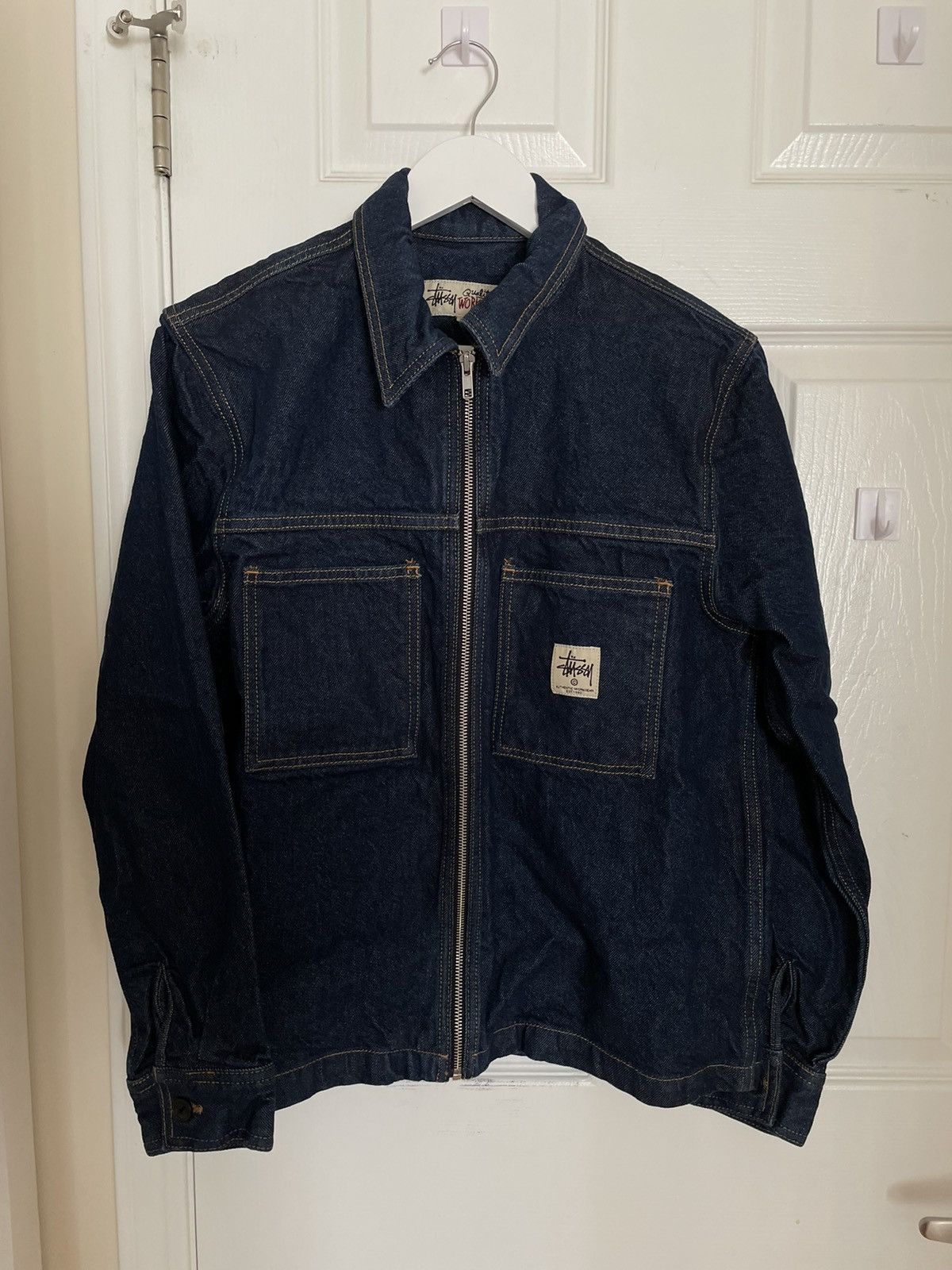 Stussy Denim zip up work shirt | Grailed