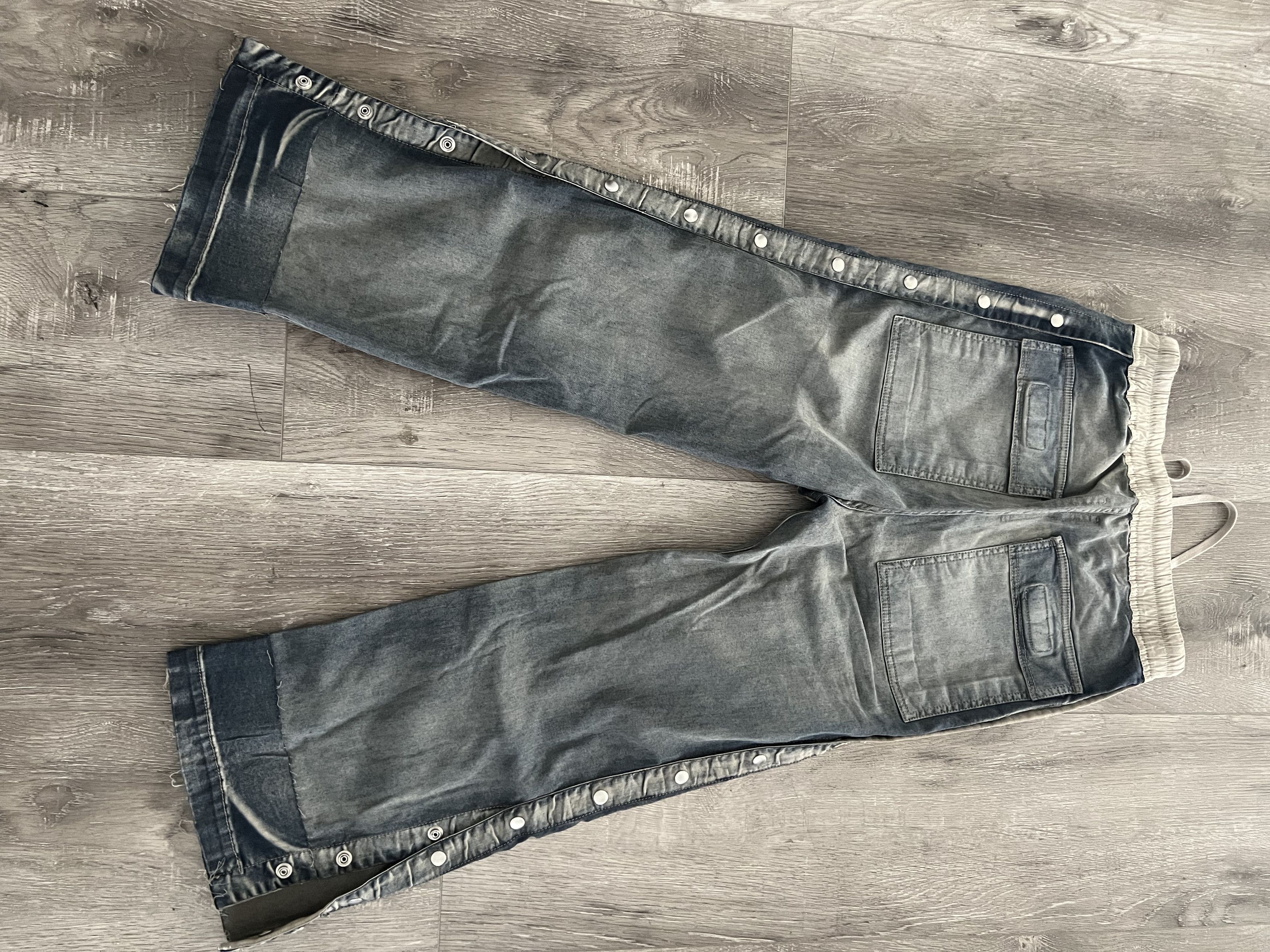 Rick Owens *FINAL* Pusher Hustler Blue Denim Pants (custom raw cut hem ...