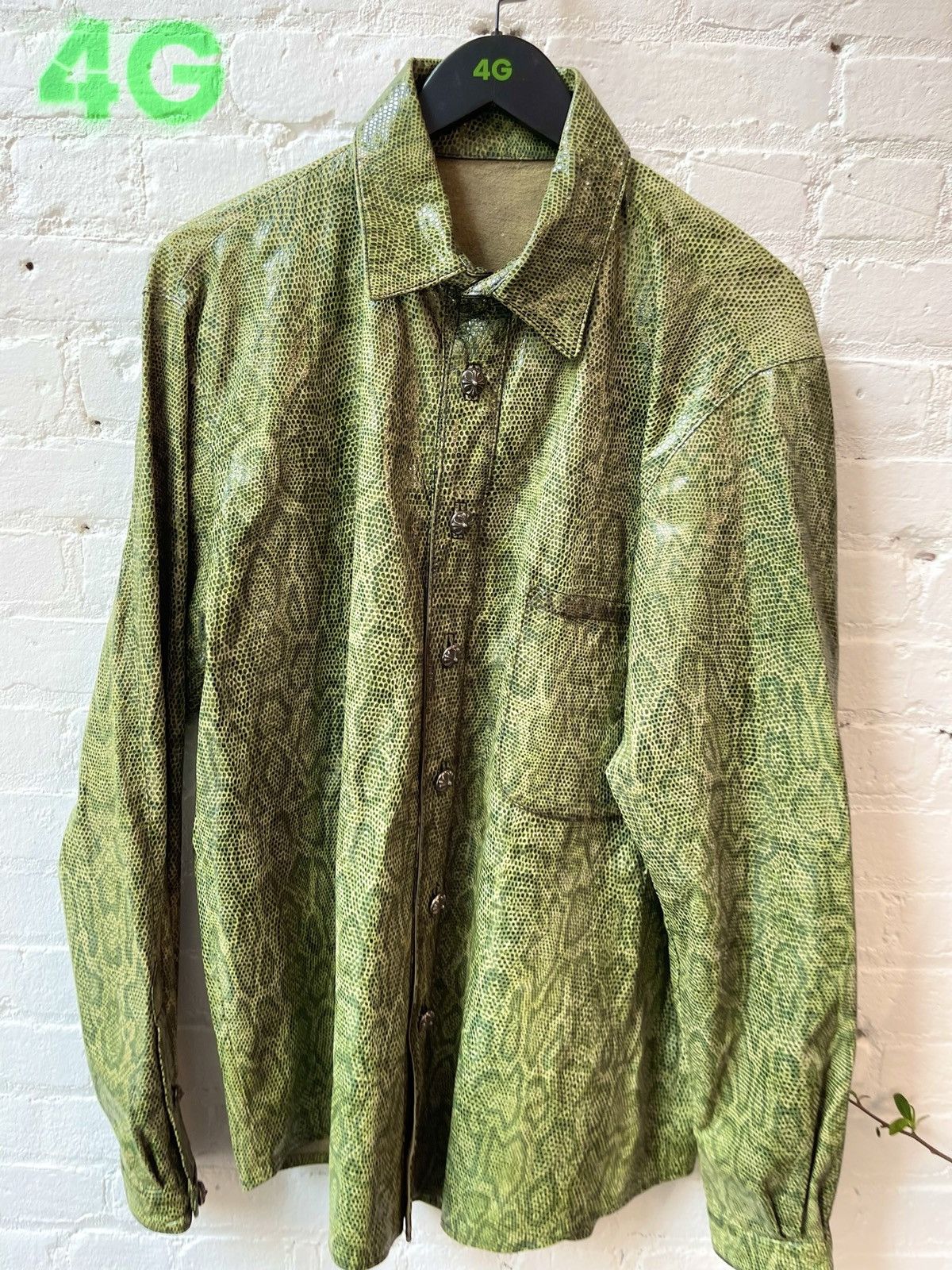 Chrome Hearts Chrome Hearts Green PYTHON Leather Jacket Shirt L | Grailed