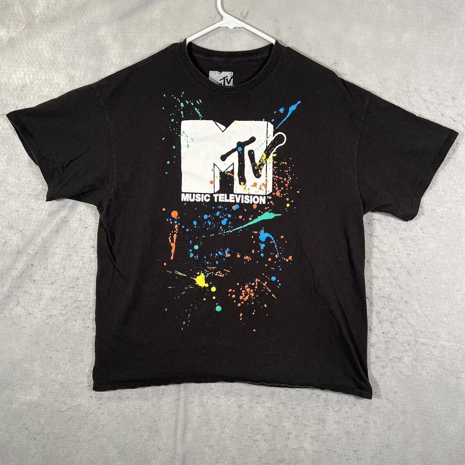 Mtv A1 MTV Music Television Promo Shirt Adult XL Black Paint Splatter ...
