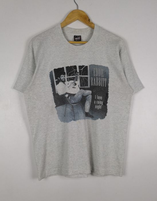 Vintage Vintage Eddie Rabbit T-Shirt I Love A Rainy Night 90s Tour ...