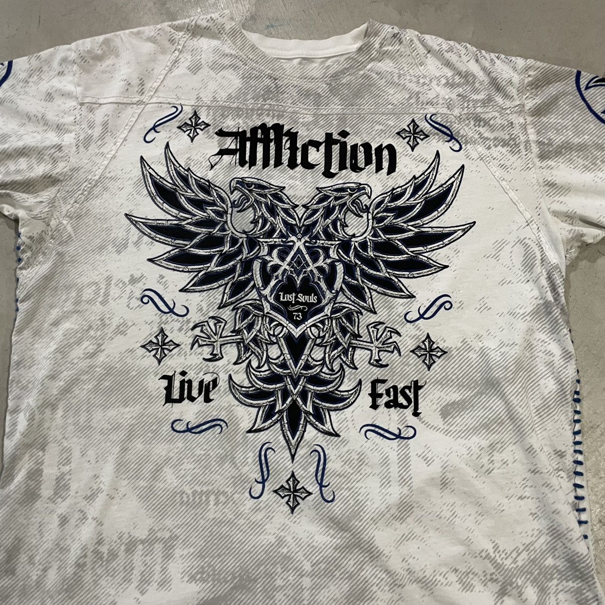 Vintage Affliction Eagle Iron Cross Live Fast MMA AOP Graphic tee | Grailed