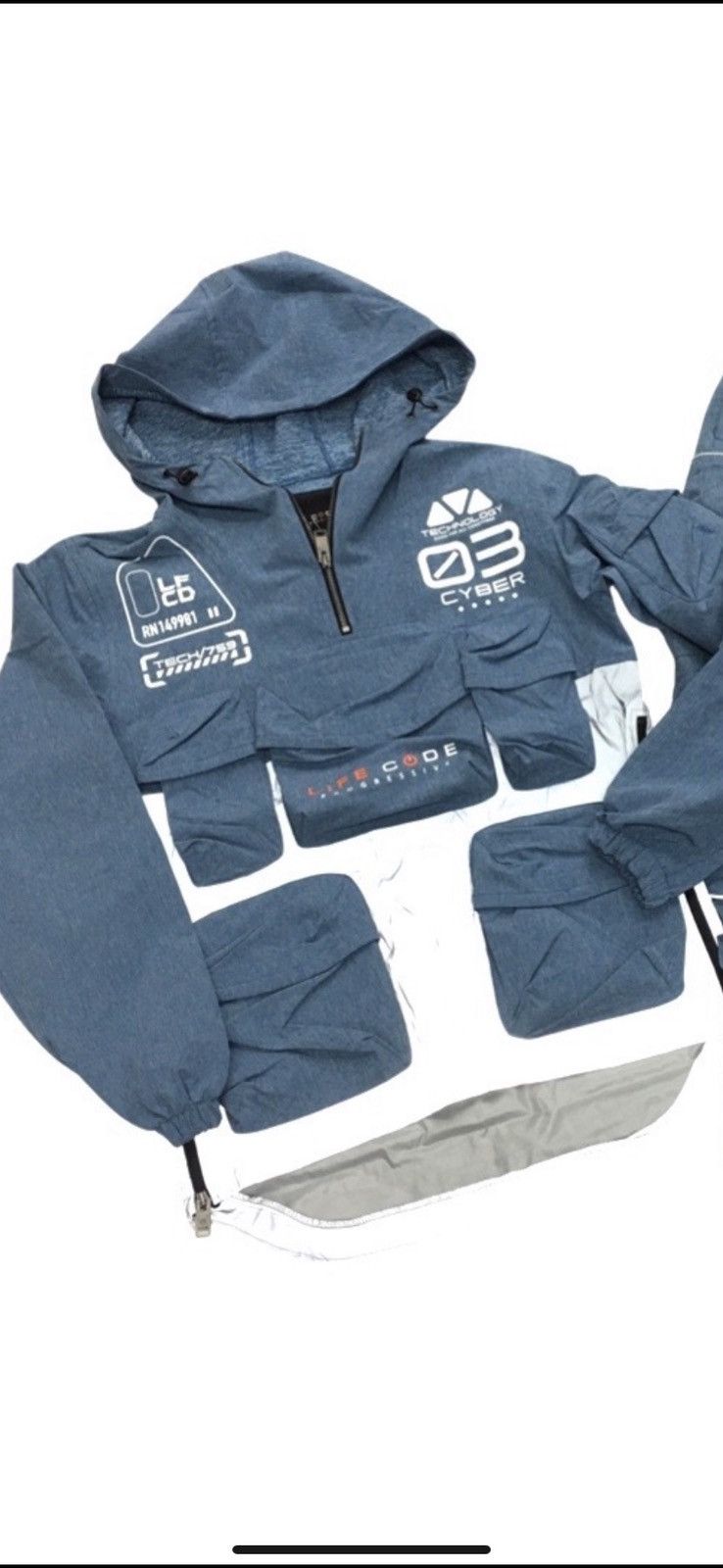 Streetwear × Vintage X-Large Life Code Tech 2.0 Heather Blue Tactical ...