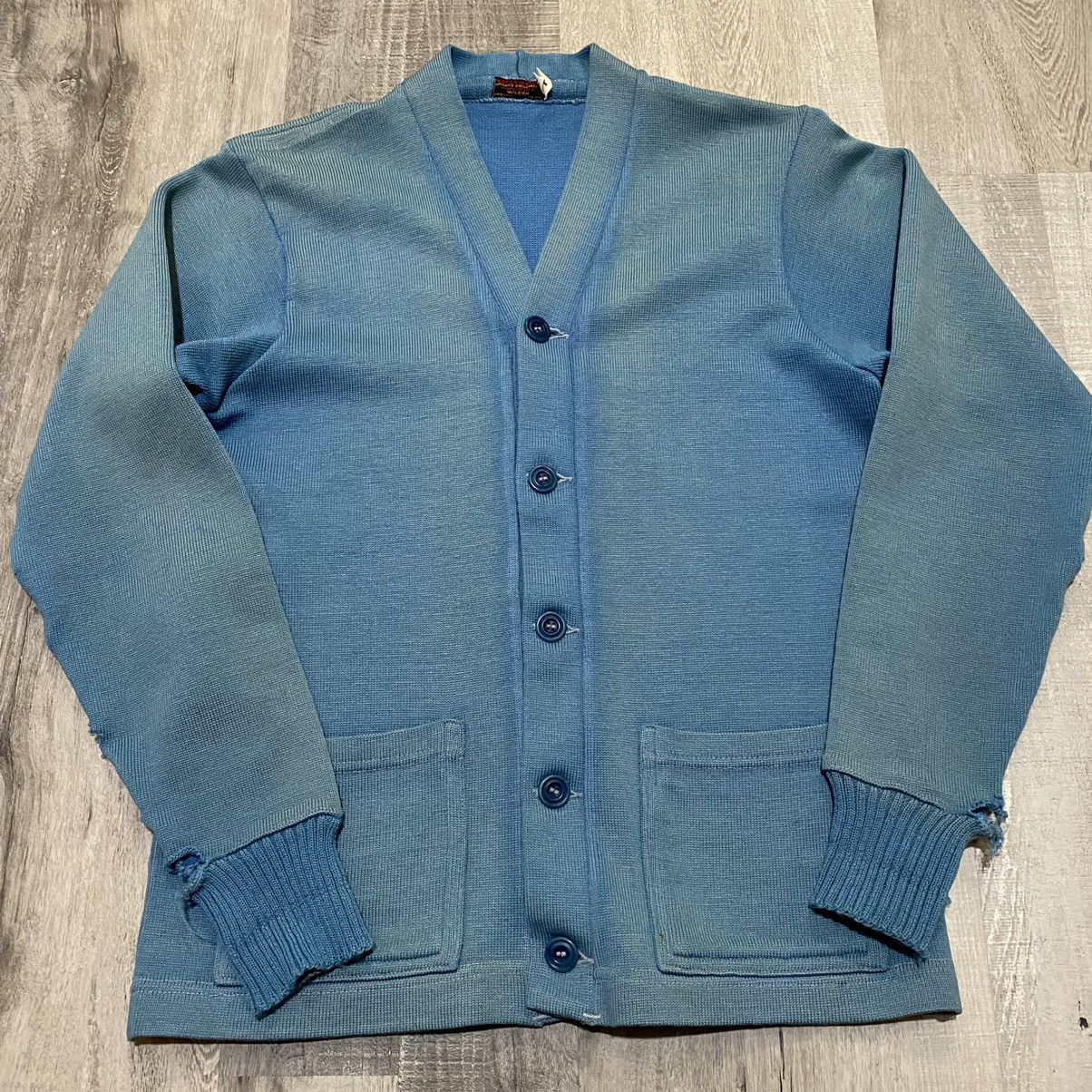 Vintage VTG Wilson 40s Sun Faded Blue Wool Knit Cardigan Sweater | Grailed