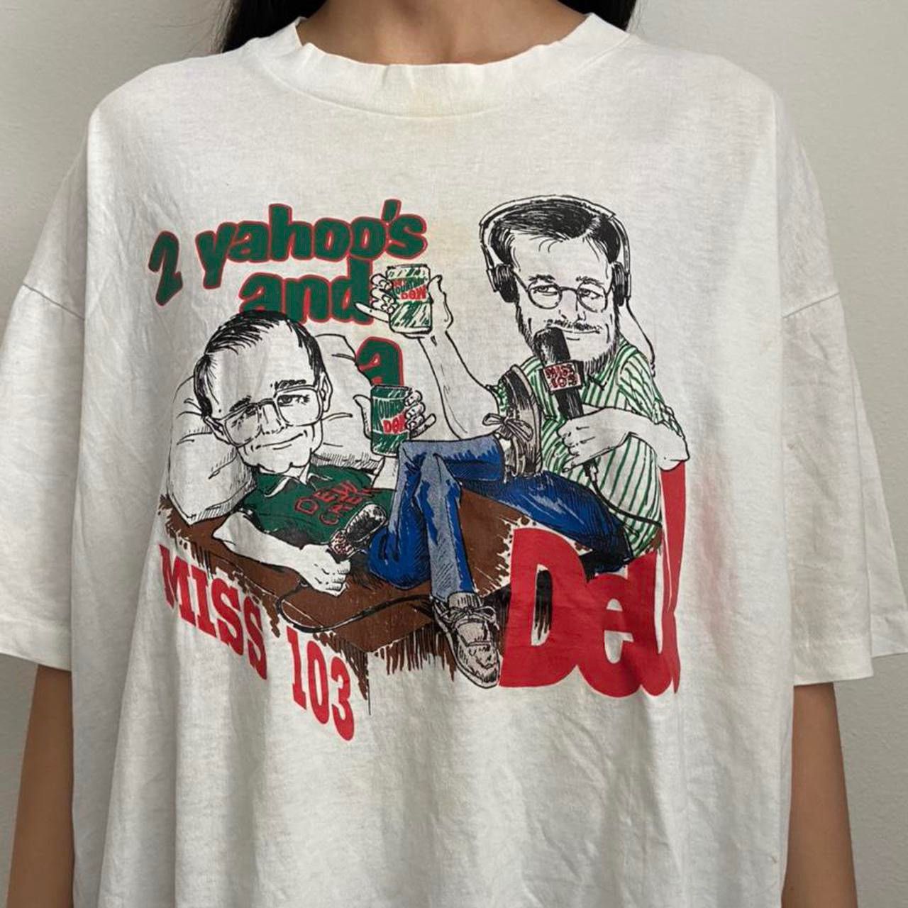 Vintage Vintage Yahoo Mountain Dew 90's Graphics White Tee Shirt | Grailed