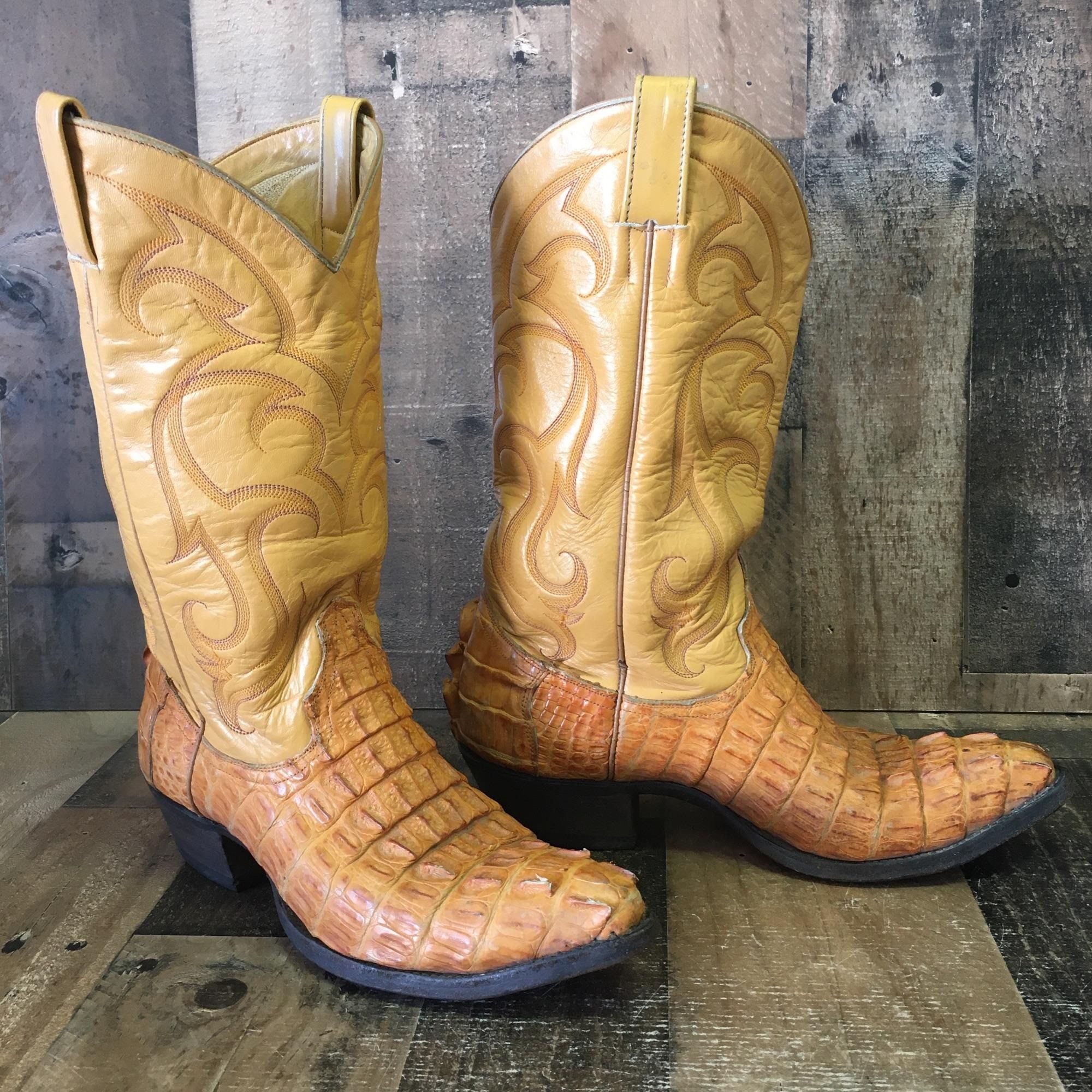 Other Custom Vtg Caiman Tail Honey Cowboy Boots Mens 9 EE | Grailed