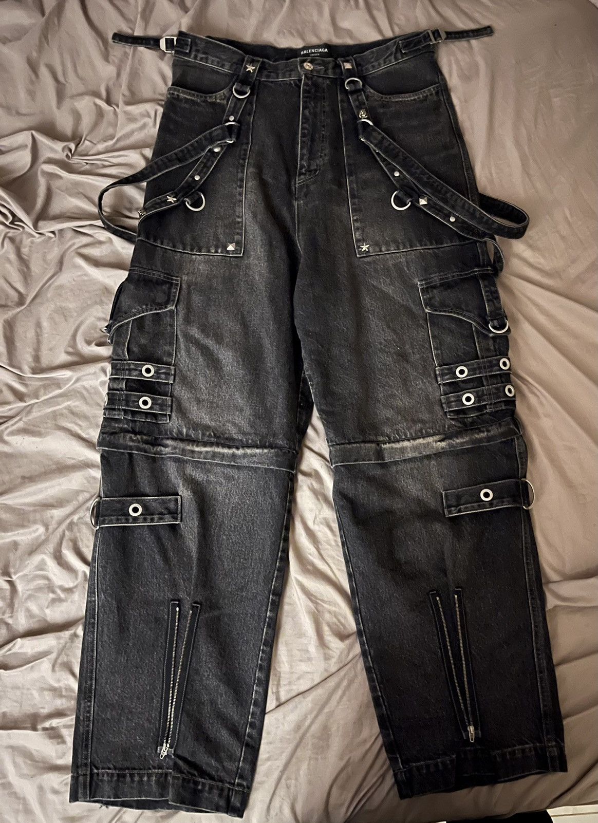 Balenciaga balenciaga ss 22 clones raver baggy grey denim jeans | Grailed