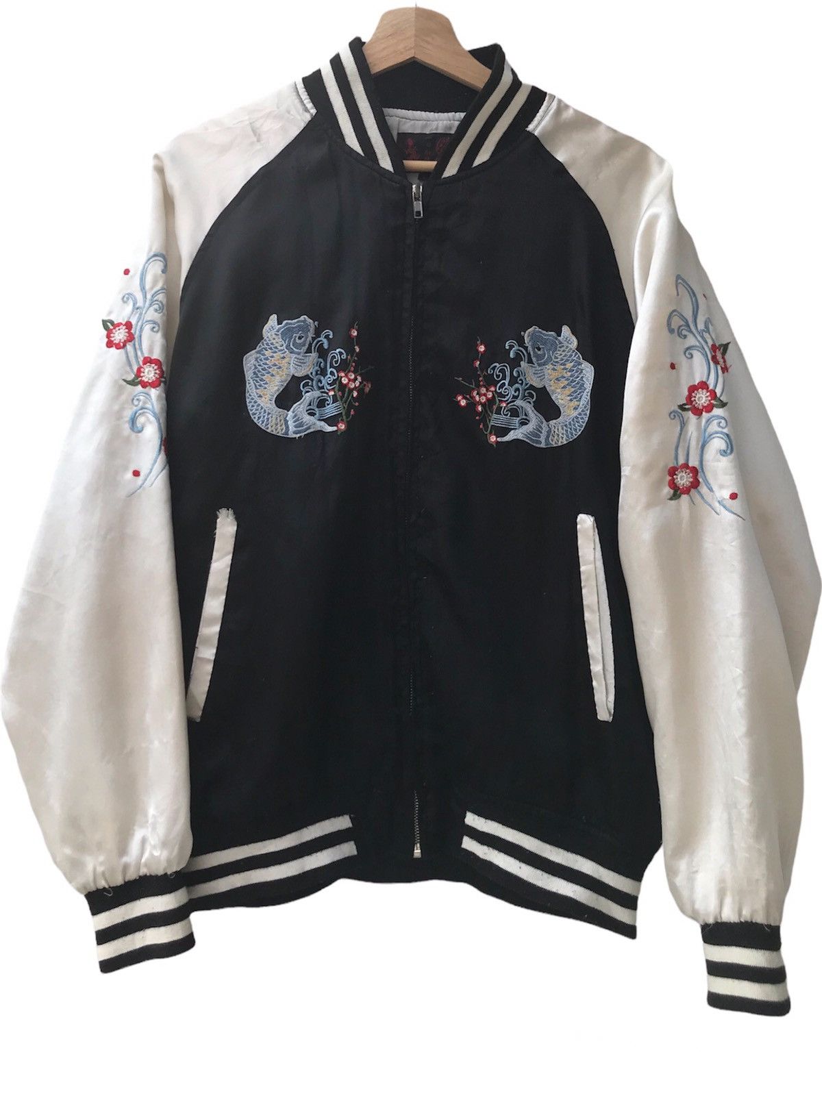 Japanese Brand Sukajan Souvenir Jacket Embroidered Koi Fish Logo | Grailed