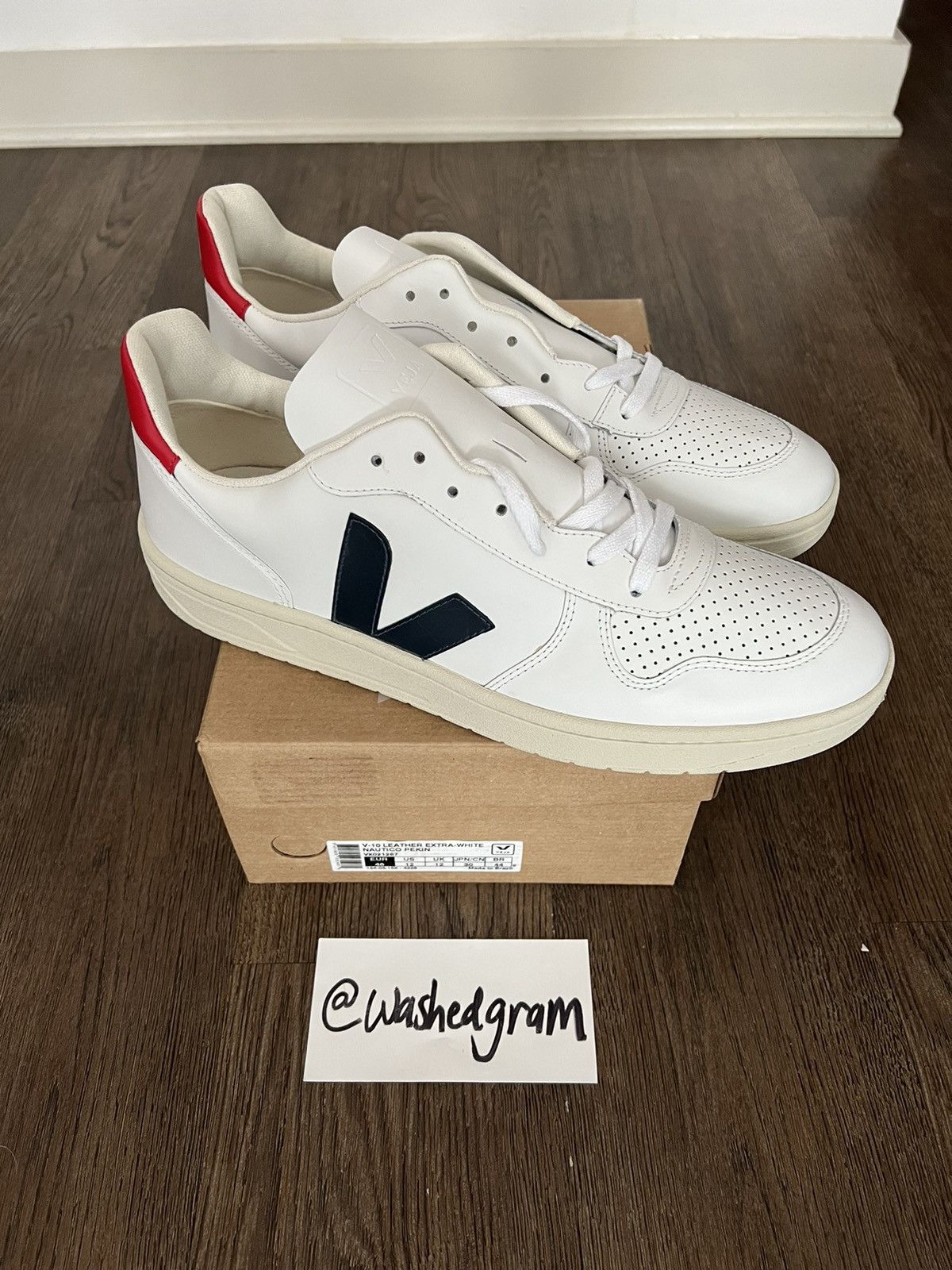 Veja V-10 Leather White/Navy/Red | Grailed