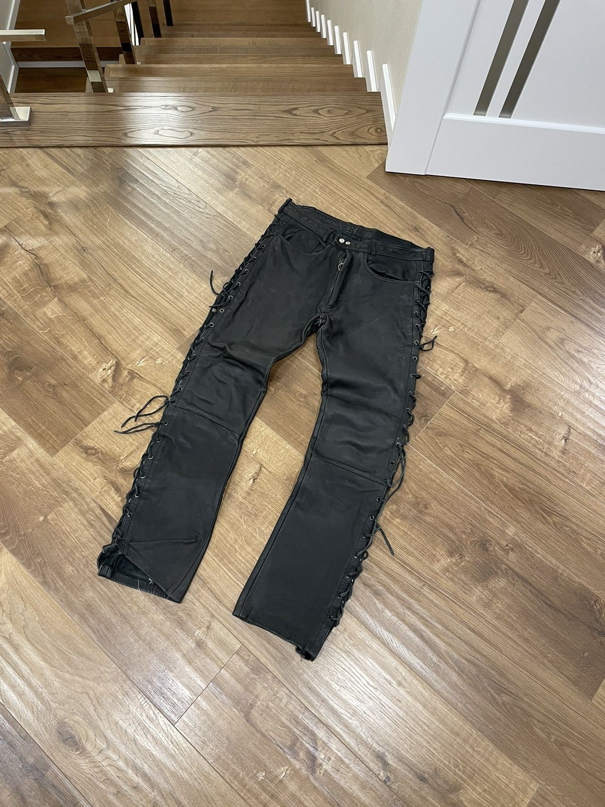 Vintage Vintage Genuine Leather Black Cowboy Leather Pants Size 36 ...