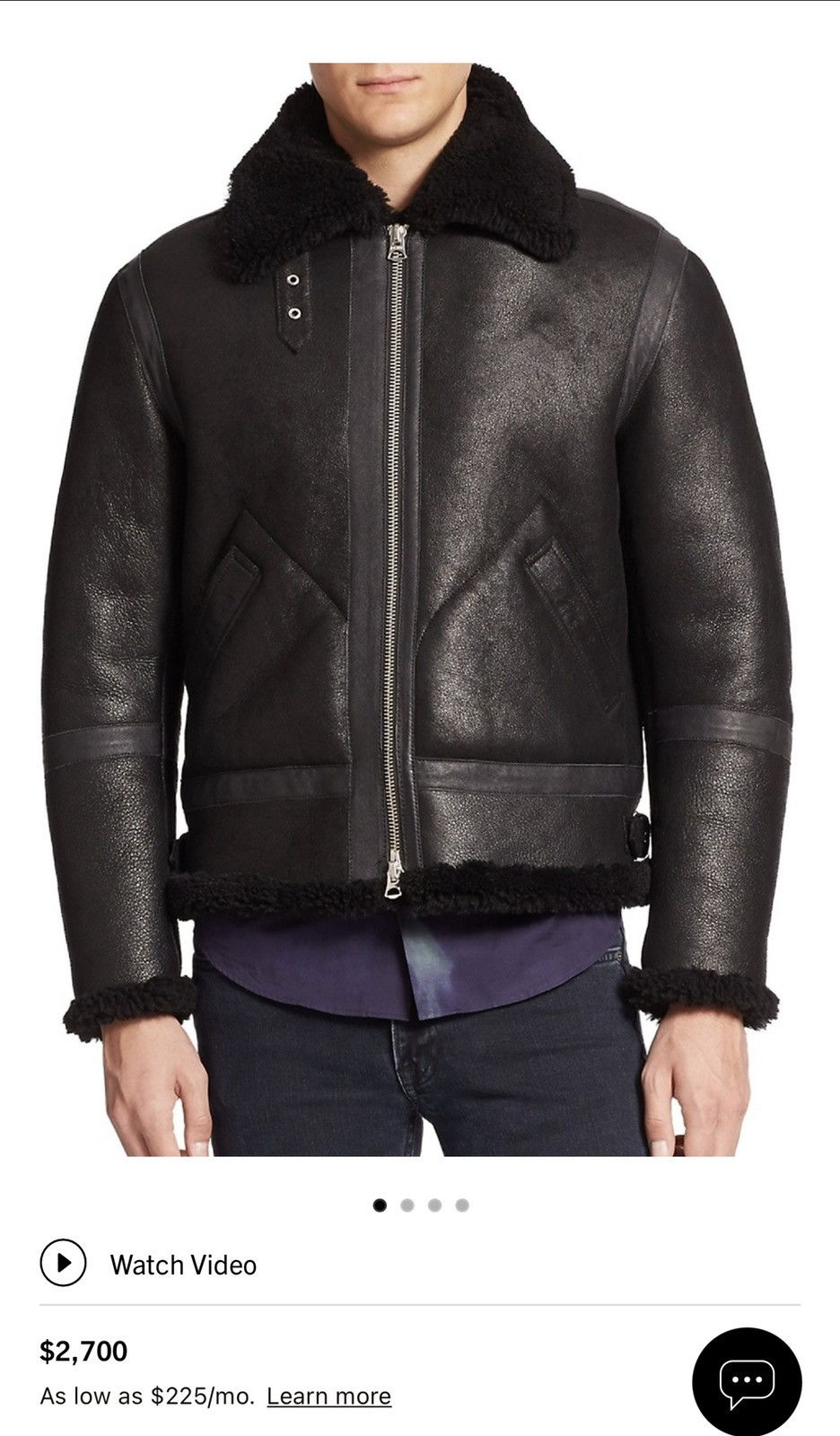 Acne Studios Acne Studios Ian black shearling coat jacket in sz 50 ...