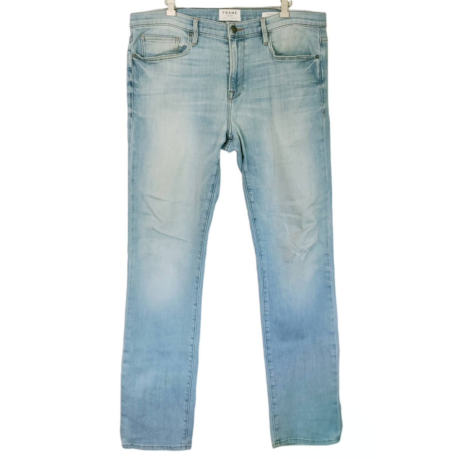 Frame FRAME Denim L'Homme Slim fit distressed straight jeans Finn | Grailed