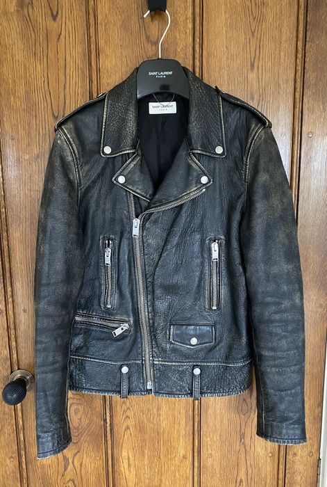 Saint Laurent Paris FW16 distressed lamb leather biker L01 jacket x ...