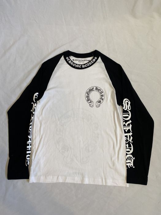 Chrome Hearts Chrome Hearts Black / White Baseball Long Sleeve Shirt ... Chrome Hearts Chrome Hearts Black / White Baseball Long Sleeve Shirt ...