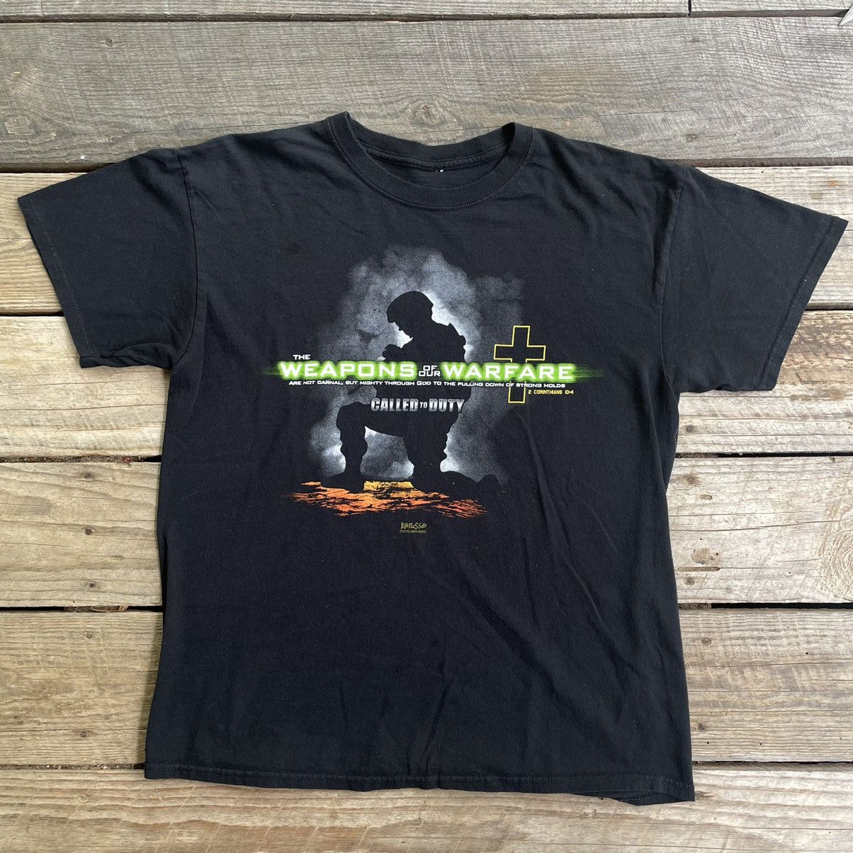 Vintage Vintage Y2K Called to Duty Jesus Call Of Duty Parody T Shirt ...