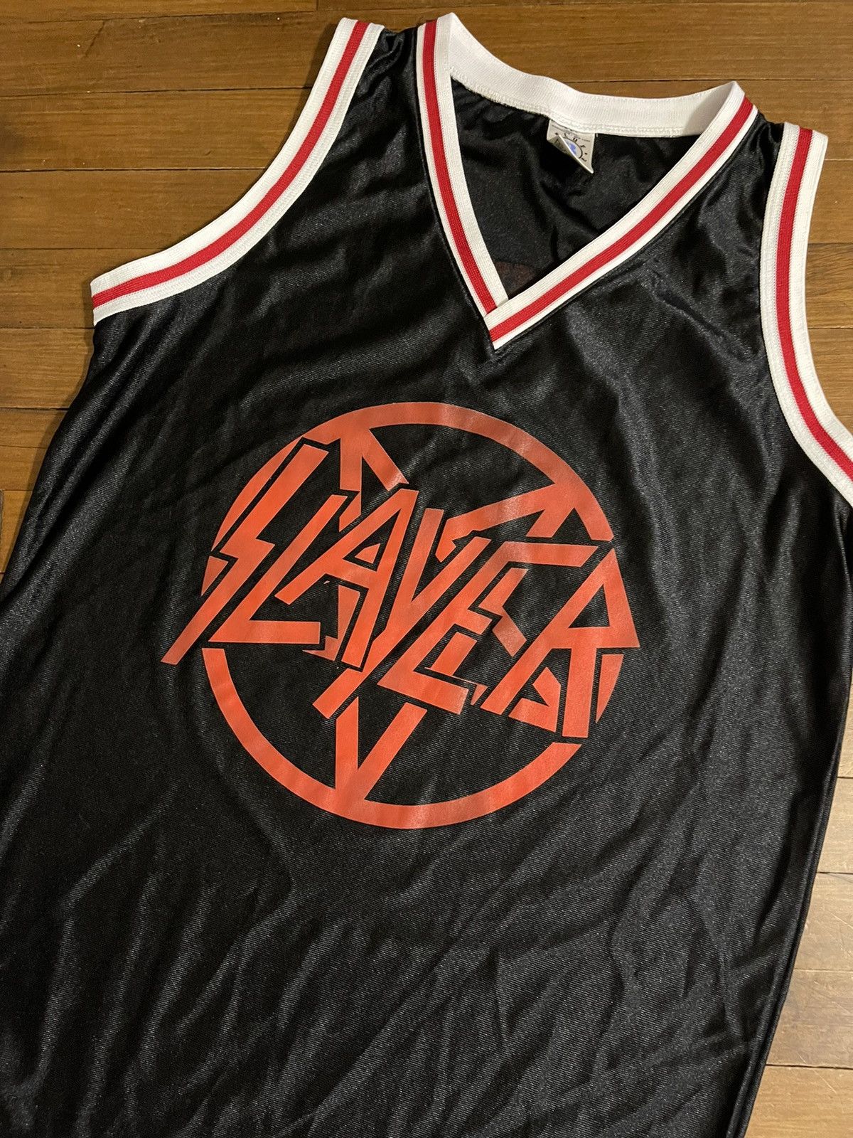 Jersey × Slayer × Vintage Blue Grape Slayer 666 Pentagram Basketball ...