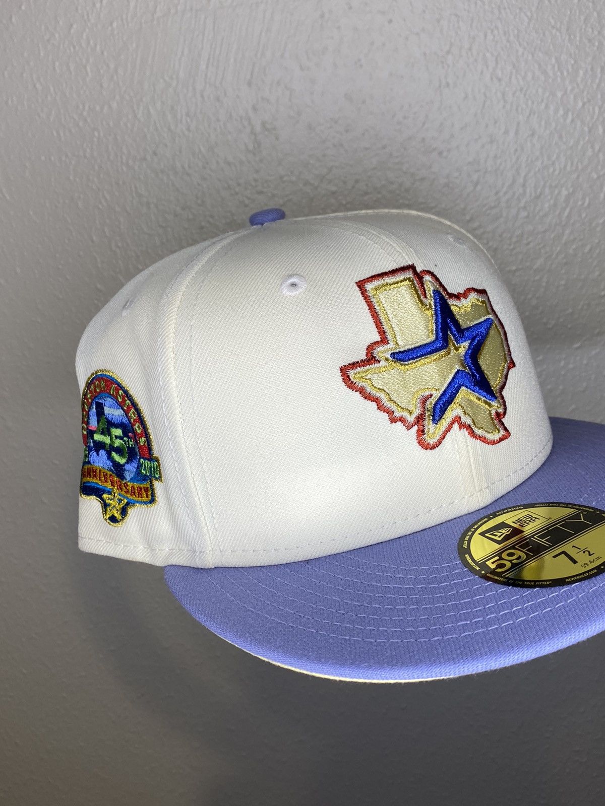 New Era 7 1/2 - White Blue Yellow Houston Astros Space Harrier MF | Grailed