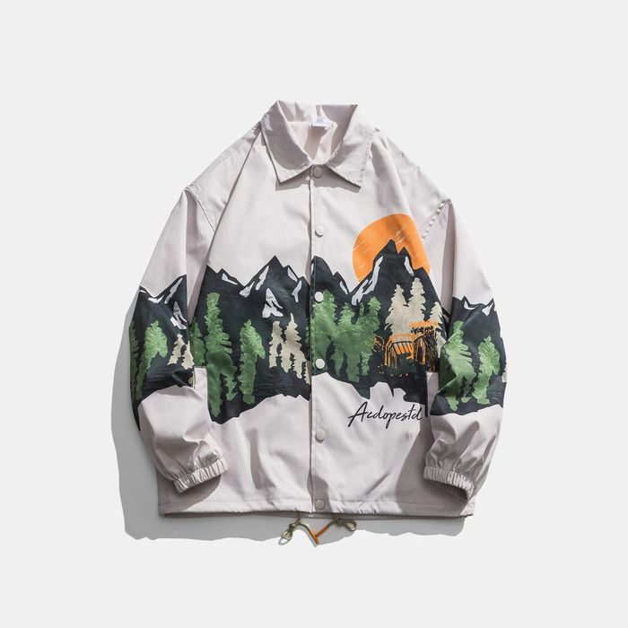 Custom Jacket ♥Rare Snow Mountain Landscape Graphic Work Jacket | Grailed