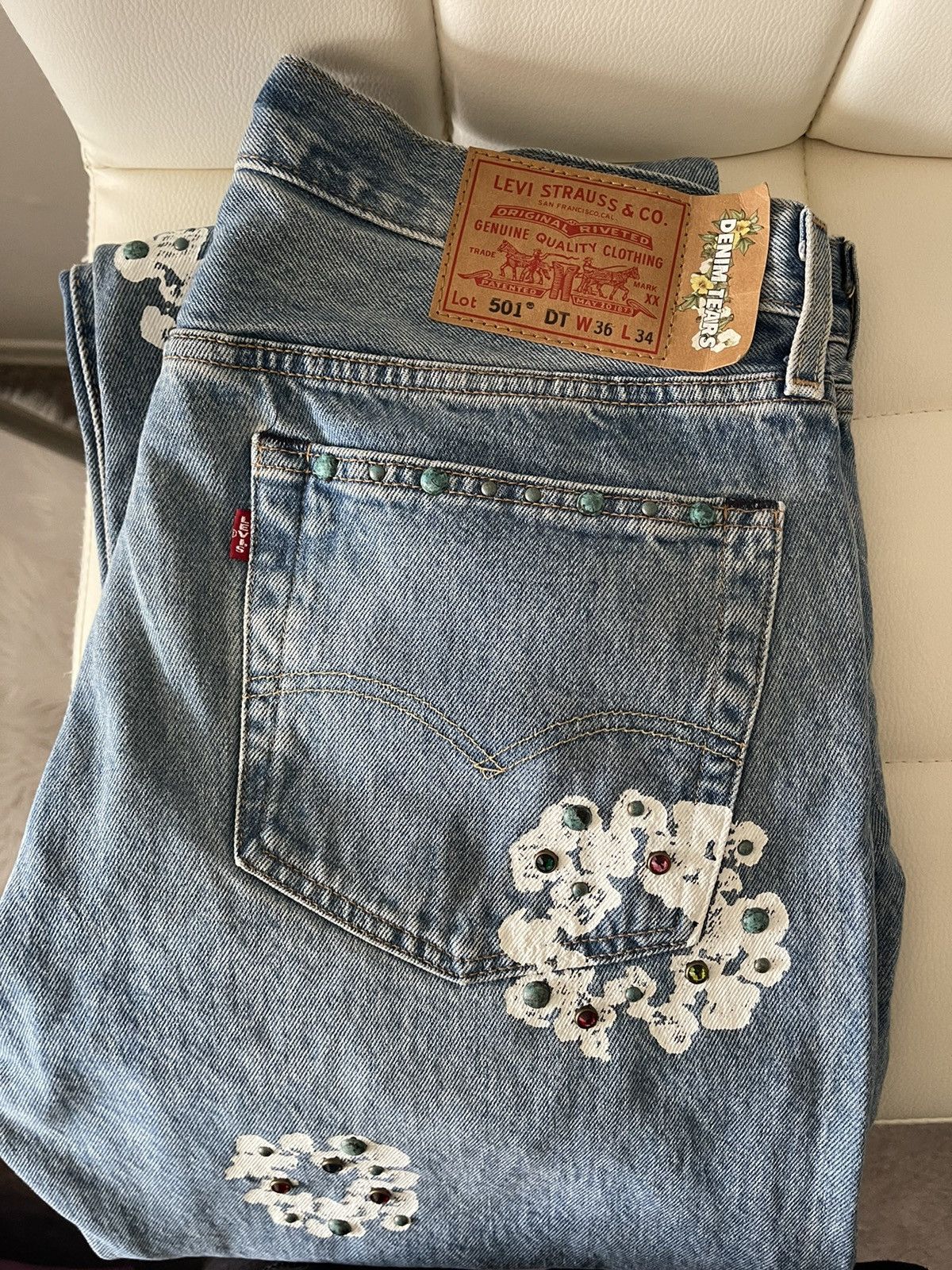 DENIM TEARS × Levi's Denim Tears x Levis Rhinestone Denim Pants | Grailed