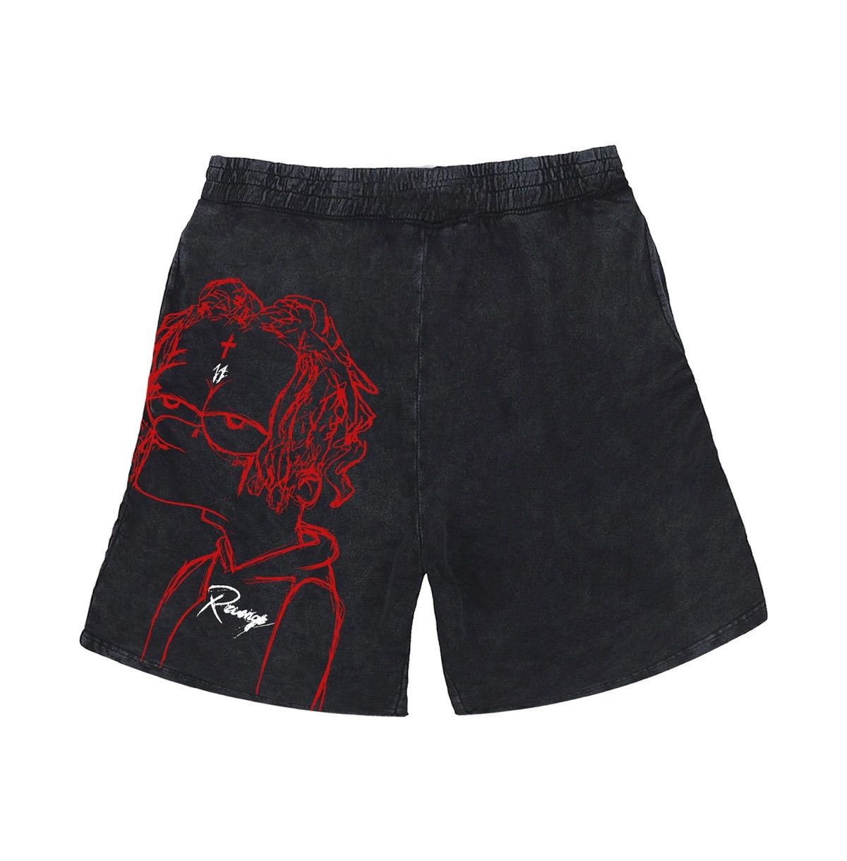 Revenge × Trippie Redd 🌩 REVENGE x Trippie Redd 🌝 Trippie Bart Black Red Shorts | Grailed