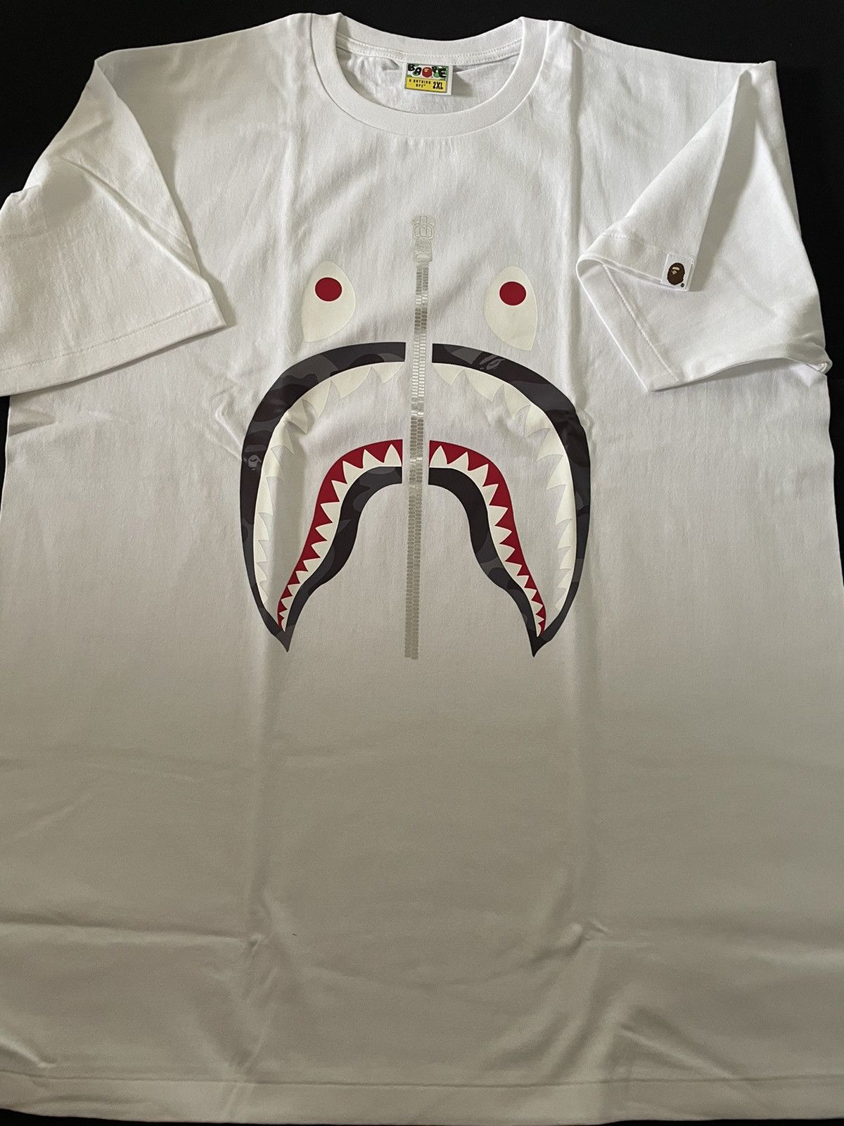 Bape Bape A Bathing Ape Shark Zip Ape Head White Tee Shirt New | Grailed