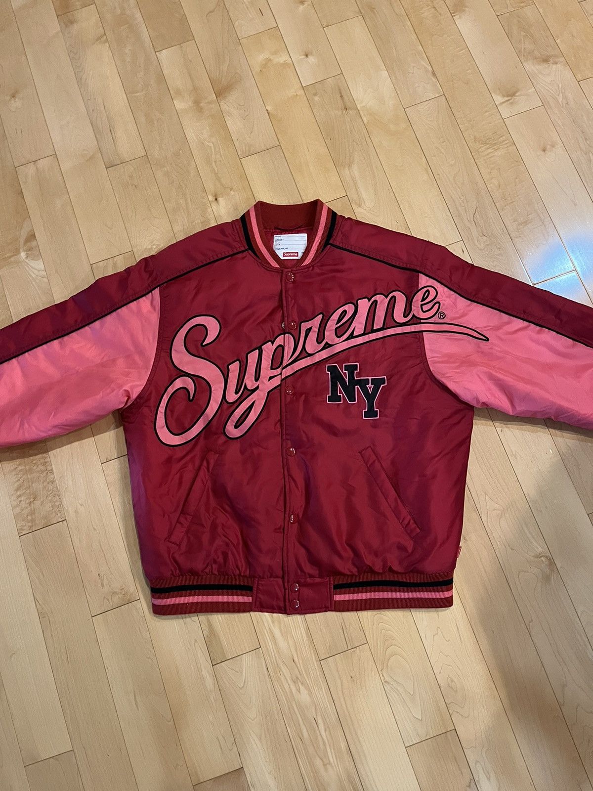 Supreme Supreme Contrast Script Varsity Jacket | Grailed