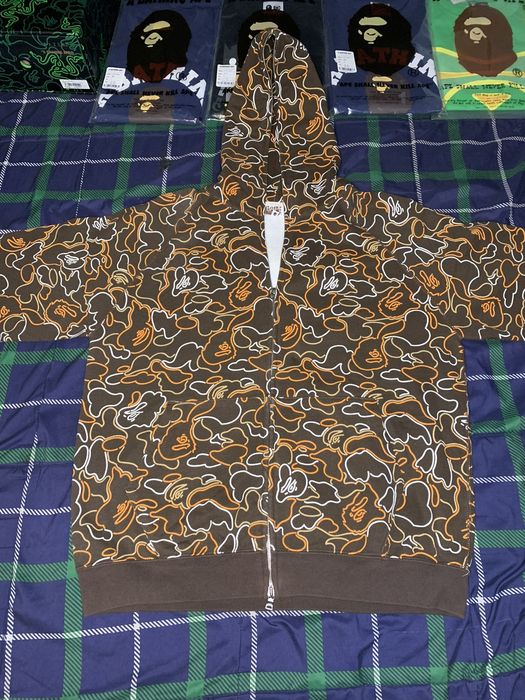 Bape OG Vintage NIGO BAPE bathing ape brown neon camo hoodie | Grailed