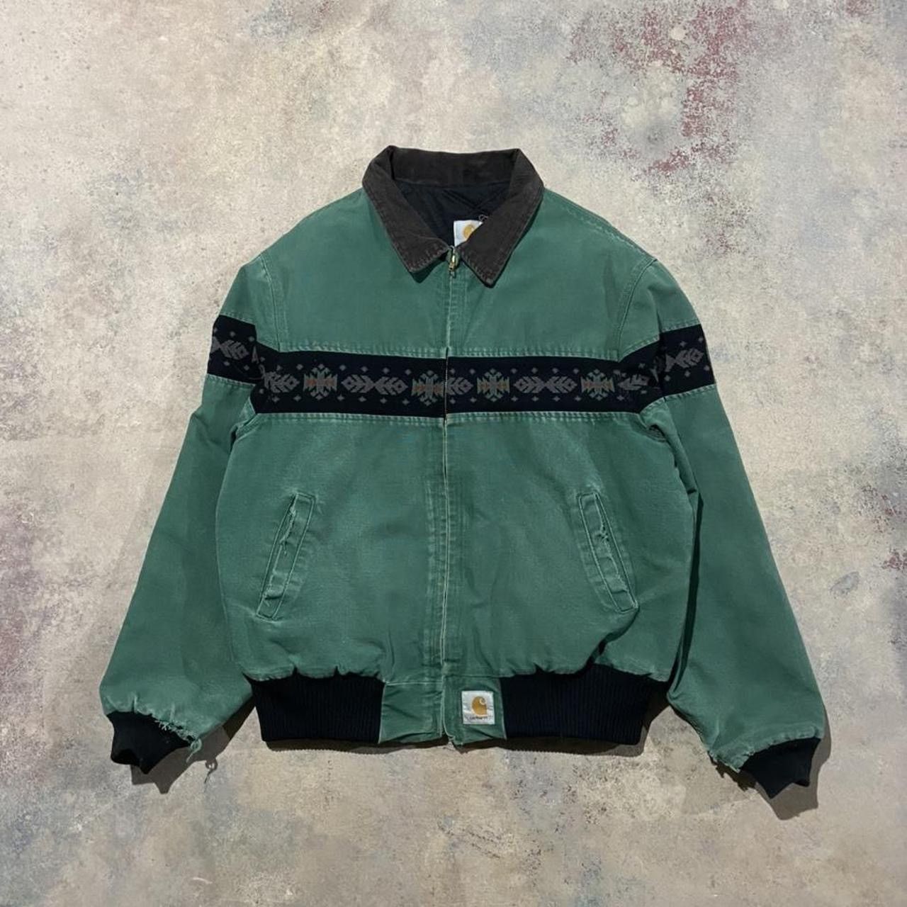 Vintage 1980s Carhartt Detroit Aztec Jacket Pattern Rare Green | Grailed